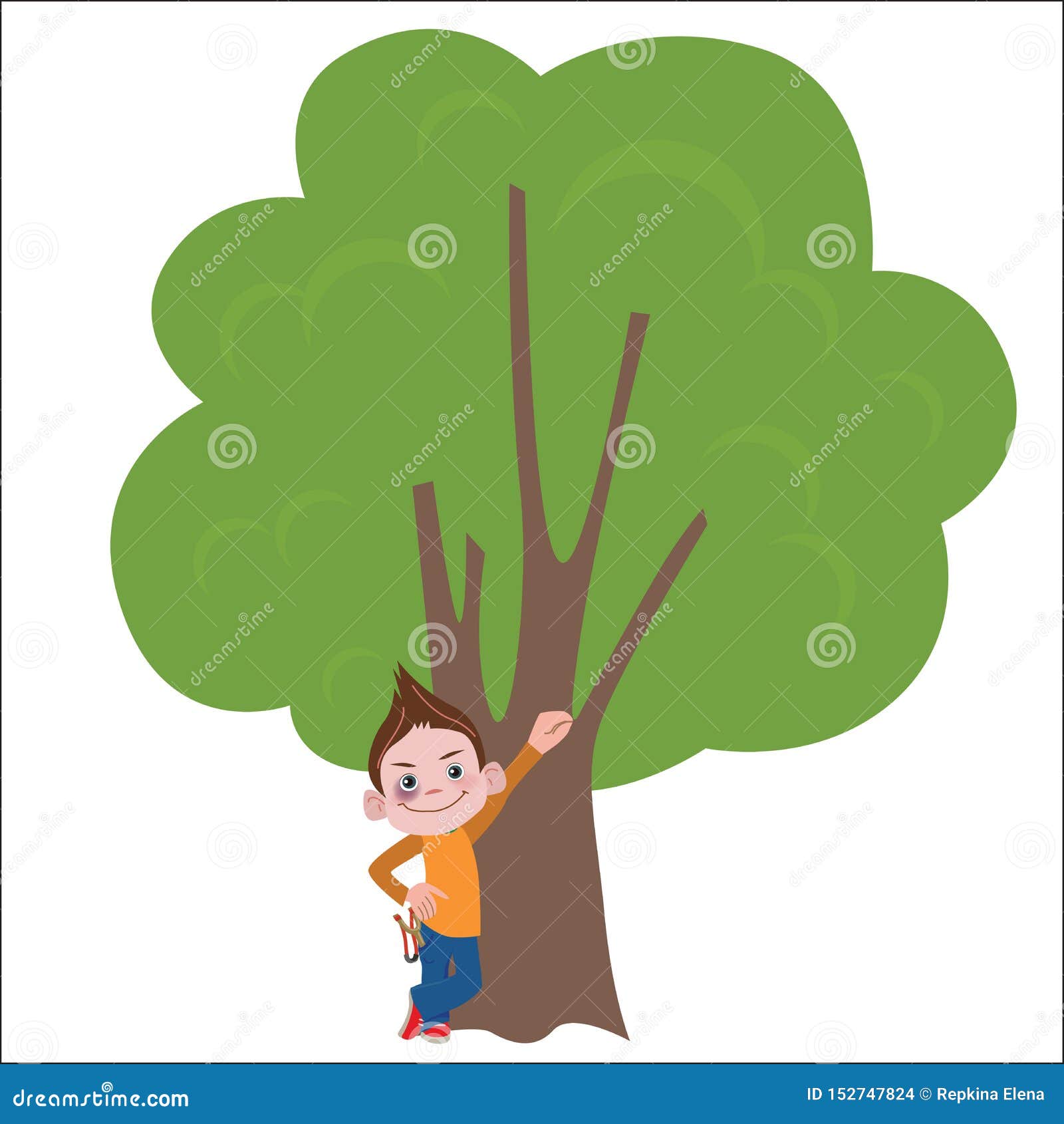 Boy and tree stock vector. Illustration of person, cute - 152747824