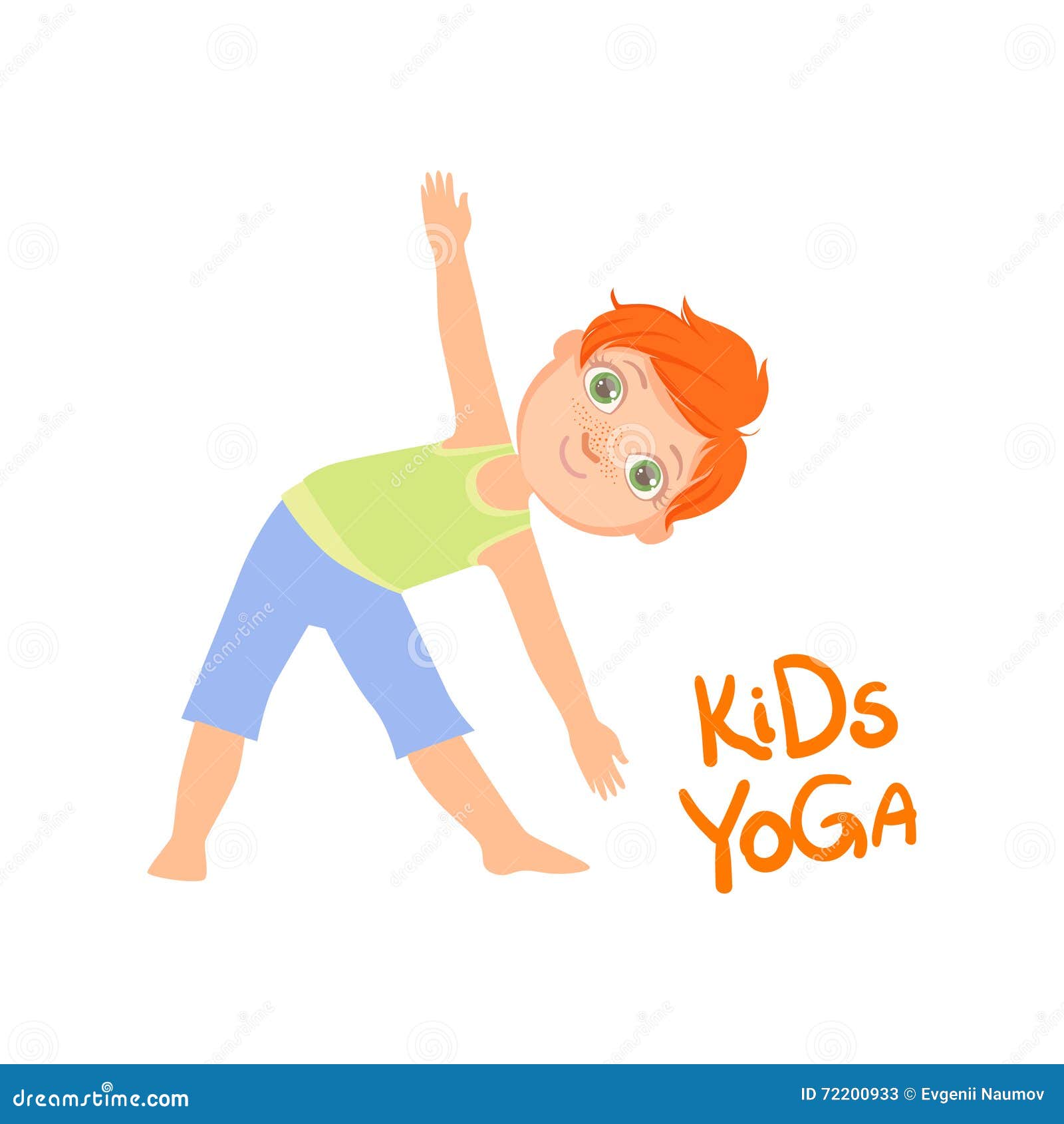 Boy in Triangle Pose stock vector. Illustration of stretching - 72200933