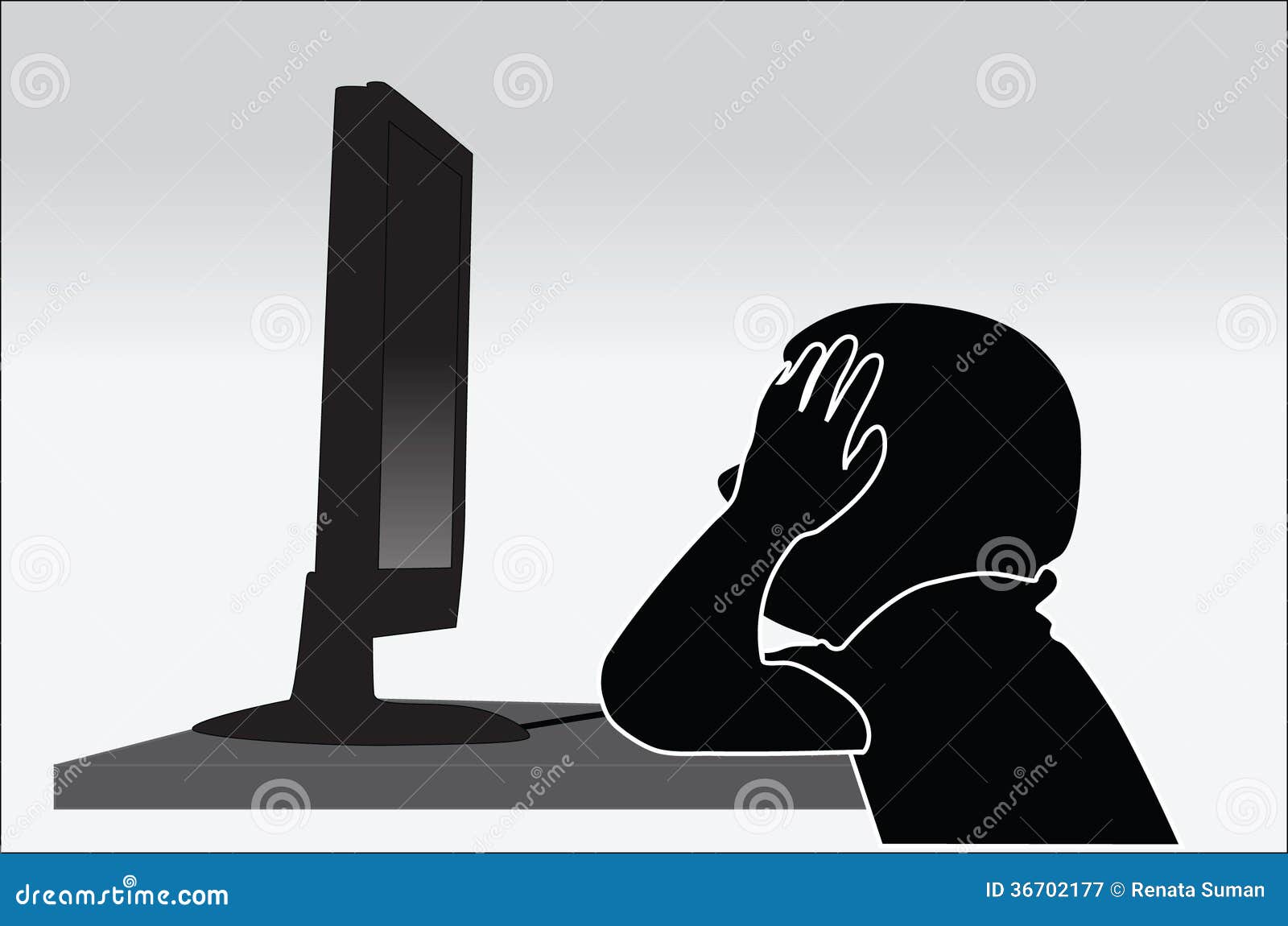 Boy Tries To Solve the Problem on Their Computers Stock Vector ...