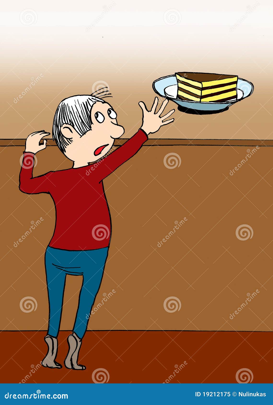 Boy is Trying To Steal Cake Stock Illustration - Illustration of ...
