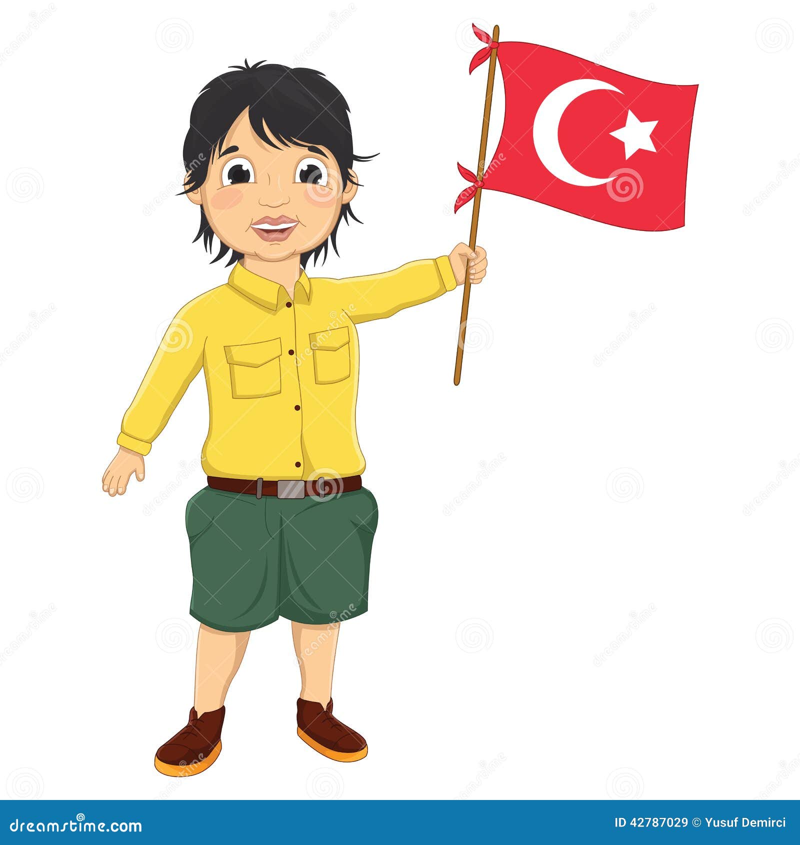 Boy with Turkish Flag Vector Illustration Stock Vector - Illustration ...