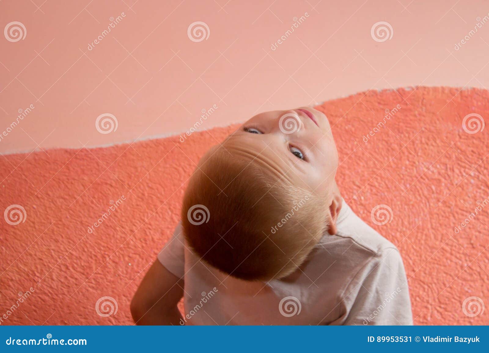 Boy Turned His Head To Back Stock Image - Image of white, casual: 89953531