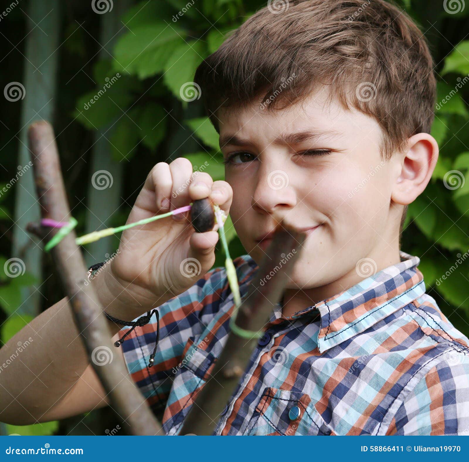 Boy with Turnpike Aiming To the Target Stock Image - Image of holding ...