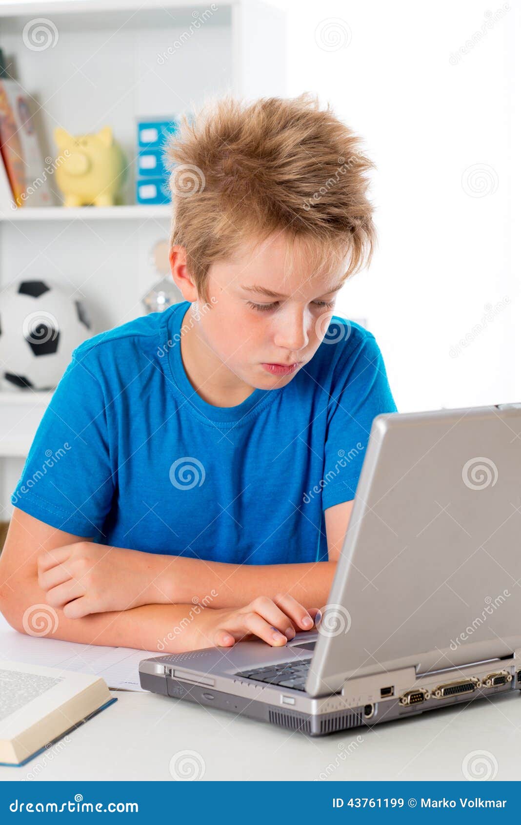 Boy is using computer stock image. Image of background - 43761199