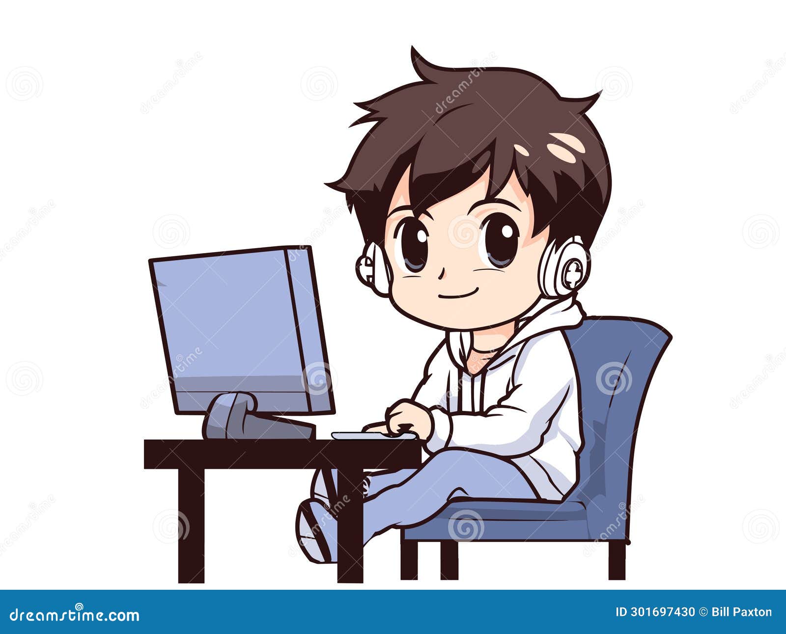 Boy Using Computer - a Young Mind in the Digital World Stock Vector ...