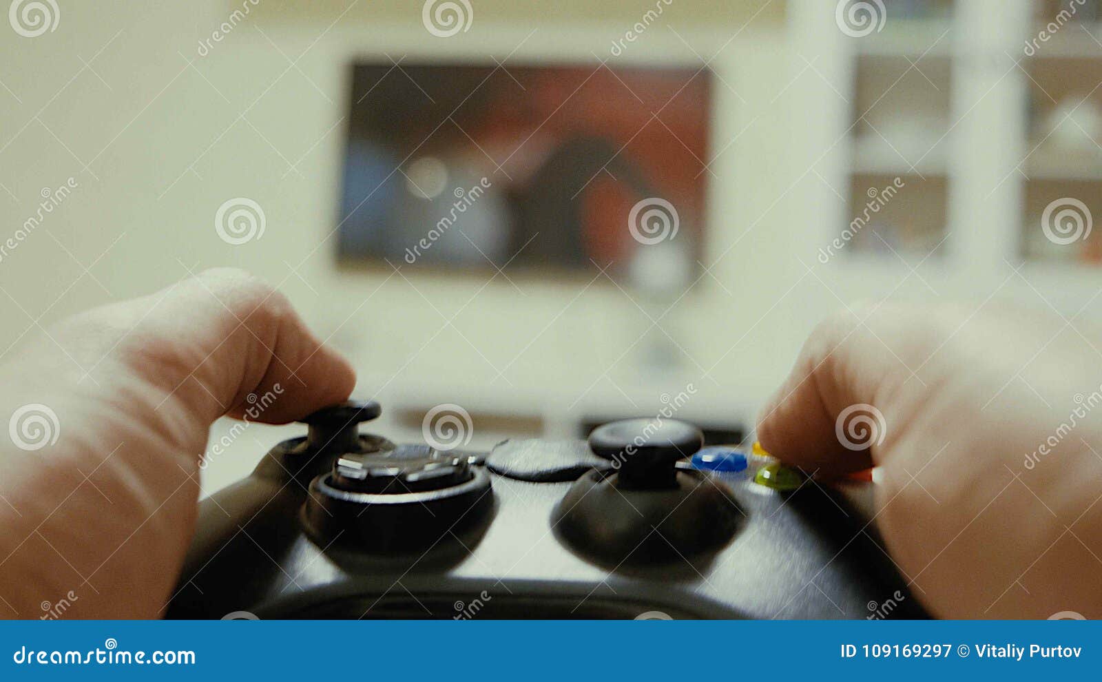 Boy Using a Controller To Play a Video-game Stock Image - Image of ...