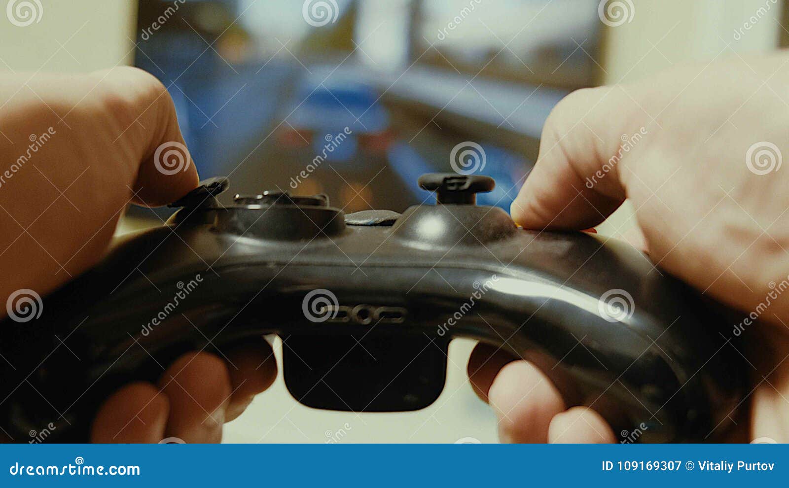 Boy Using a Controller To Play a Video-game Stock Image - Image of ...