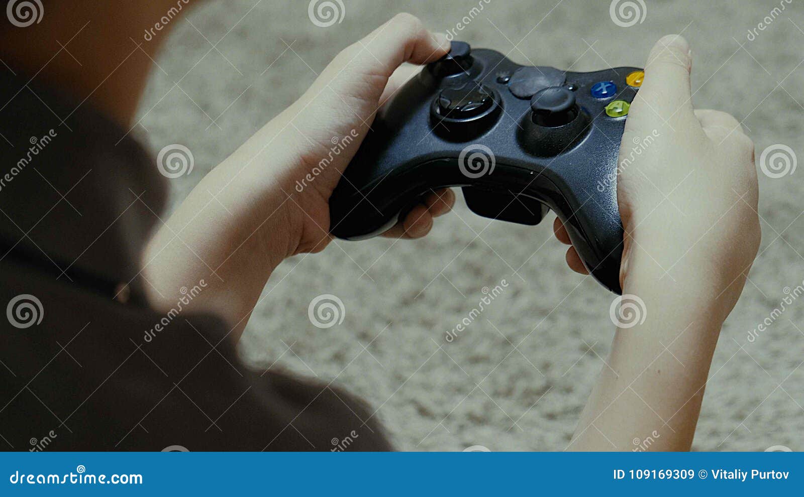 Boy Using a Controller To Play a Video-game Stock Image - Image of home ...