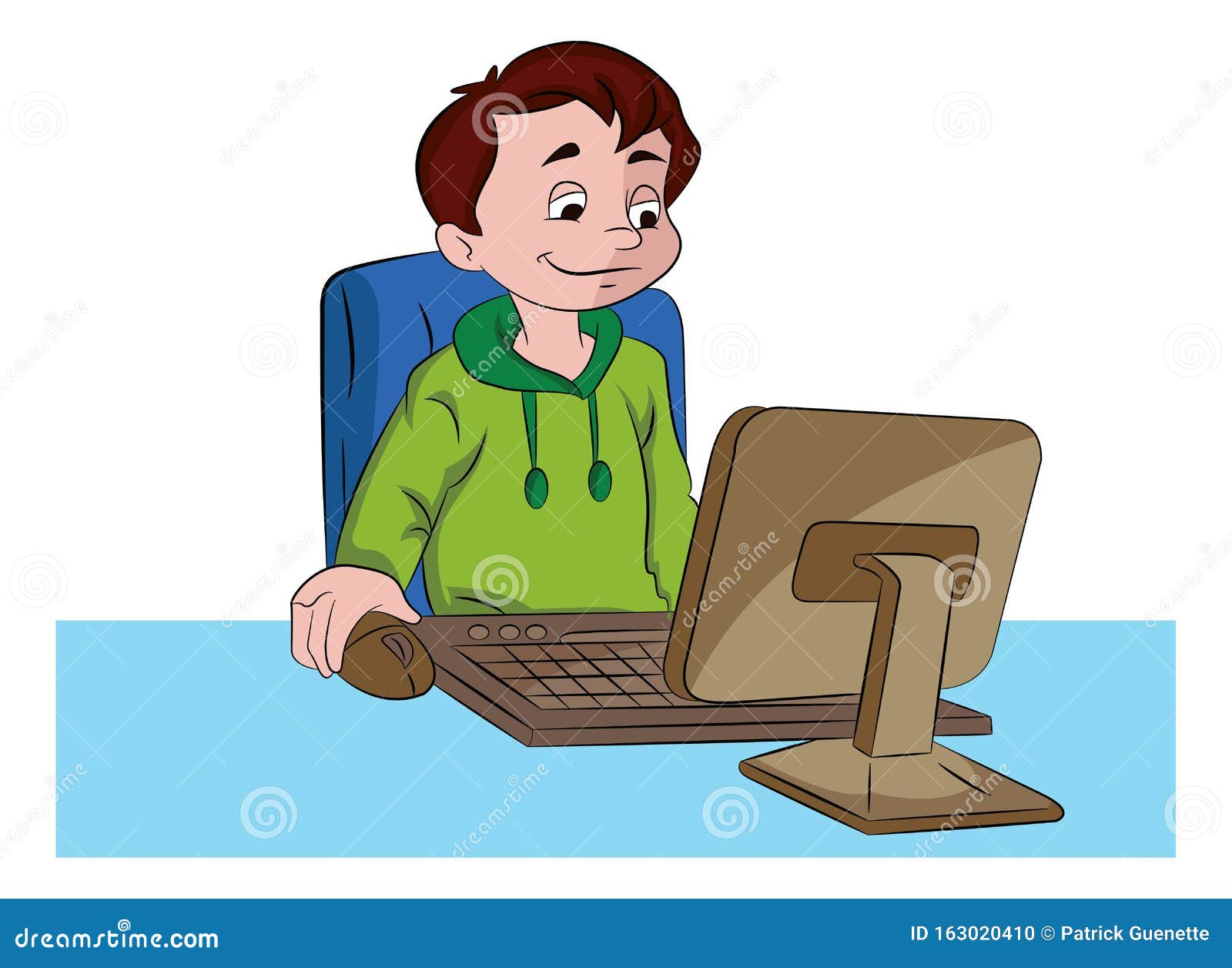 Boy Using a Desktop Computer, Ilustración Ilustración del Vector ...