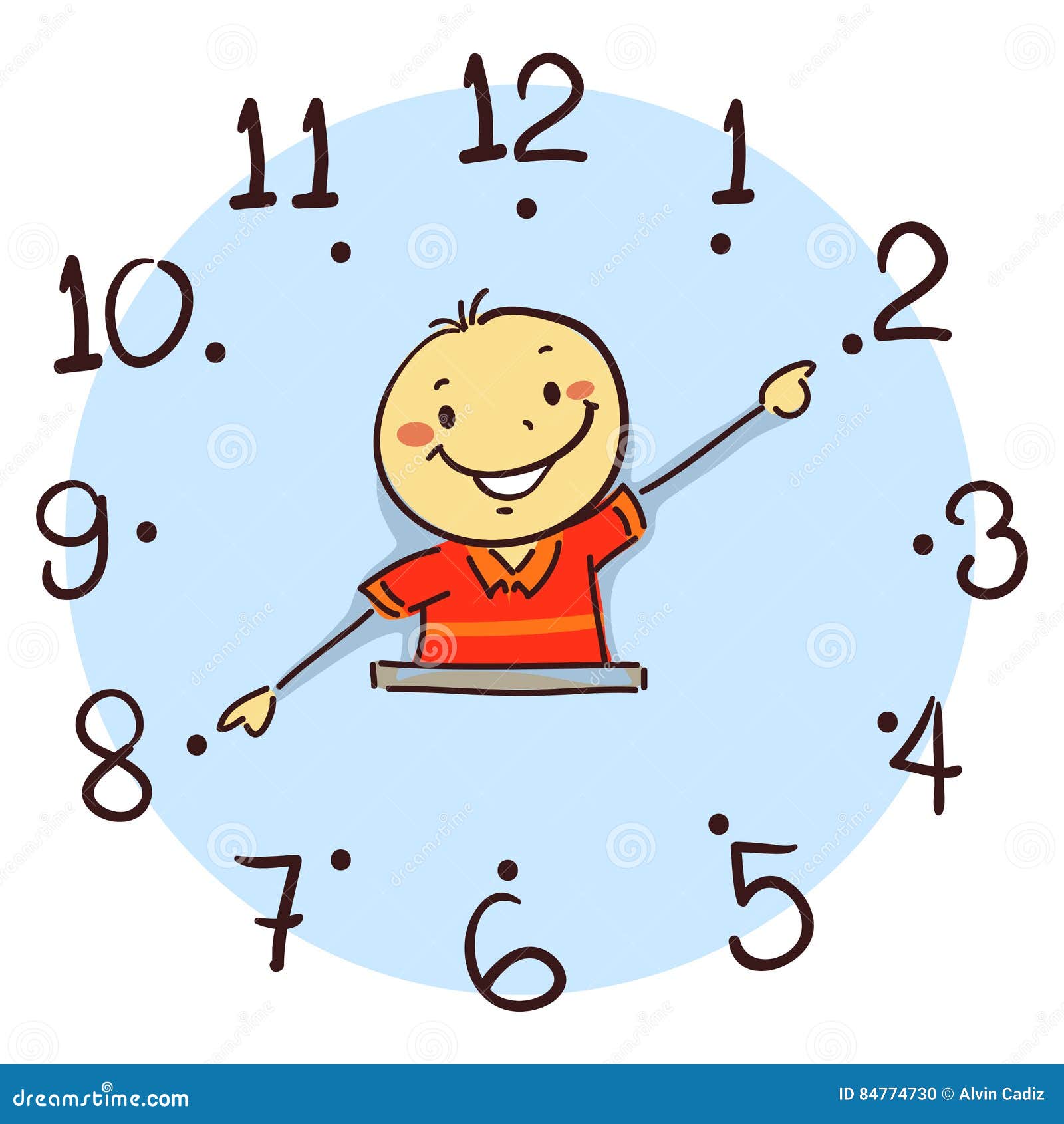 Boy Using His Arm As Clock Hand Stock Vector - Illustration of learning ...