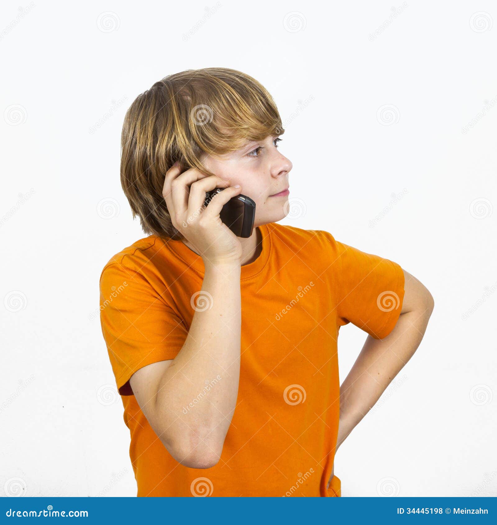 Boy is Using His Mobile Phone Stock Photo - Image of happy, face: 34445198