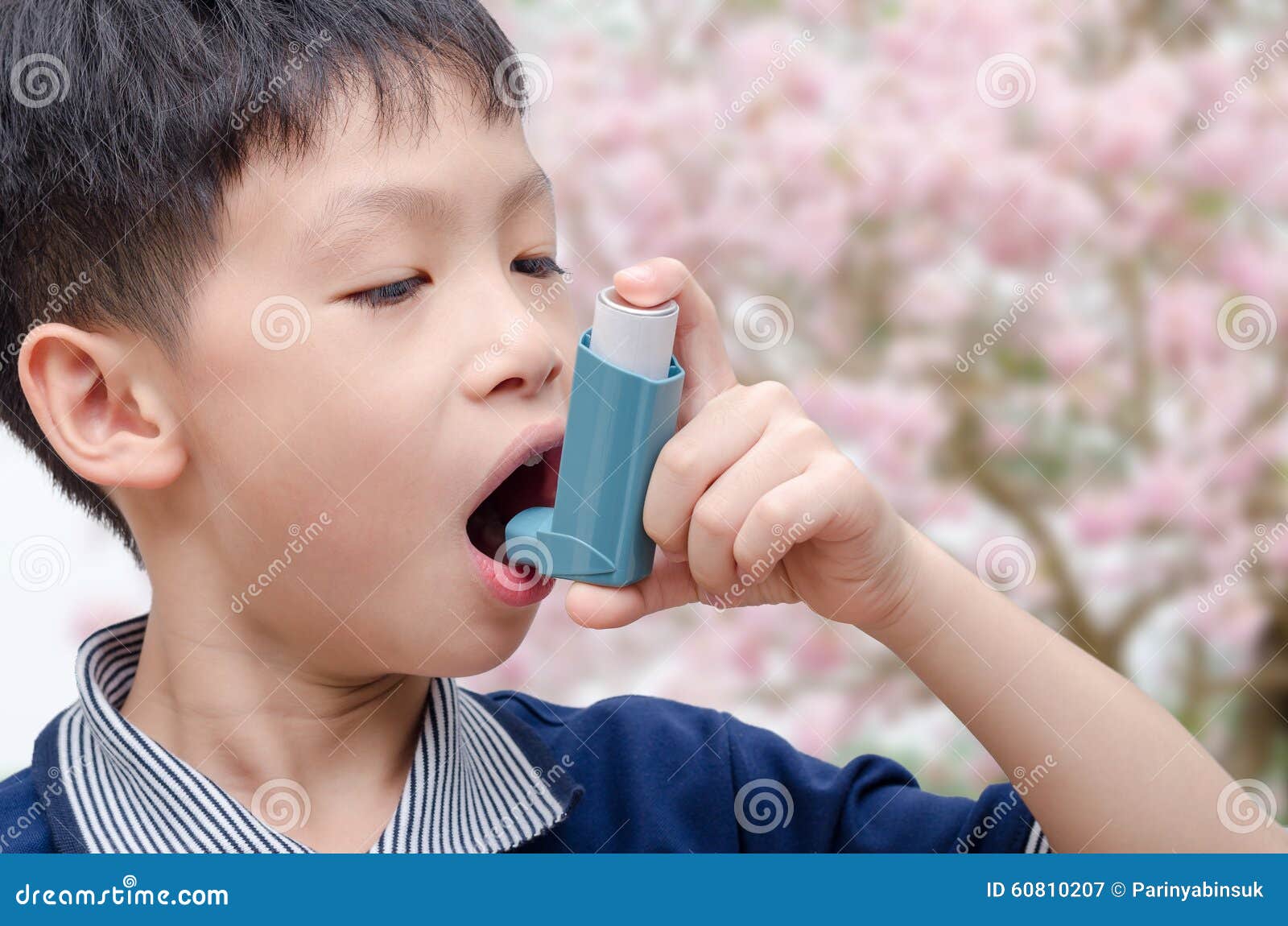 Boy Using Inhaler for Asthma Stock Image - Image of isolated, breathing ...