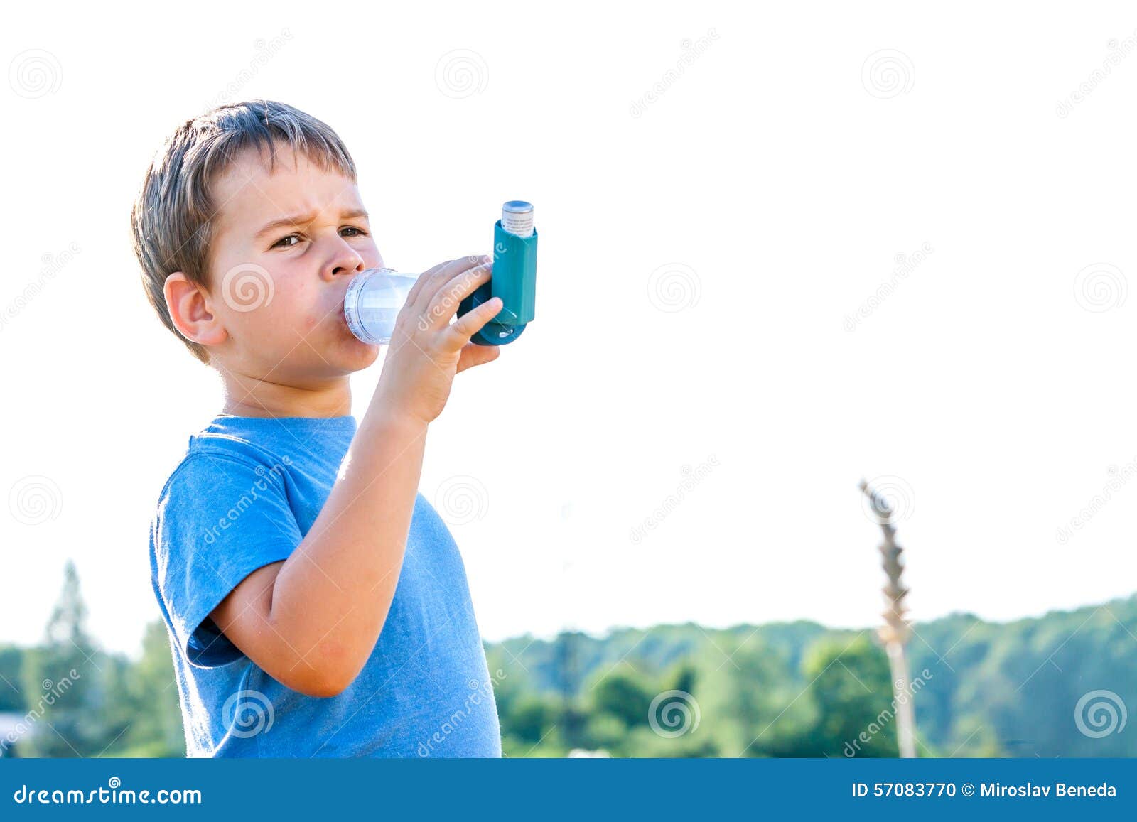 Boy Using Inhaler for Asthma Stock Photo - Image of inhaler, asthma ...