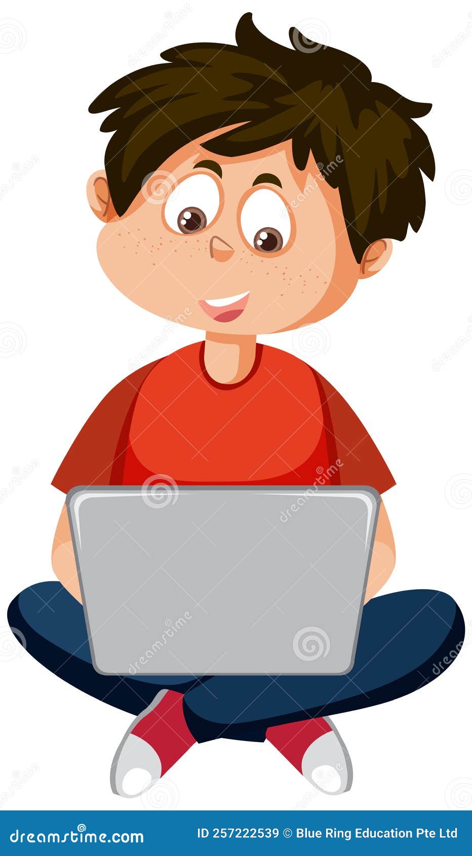 A Boy Using Laptop Cartoon Character Stock Vector - Illustration of ...