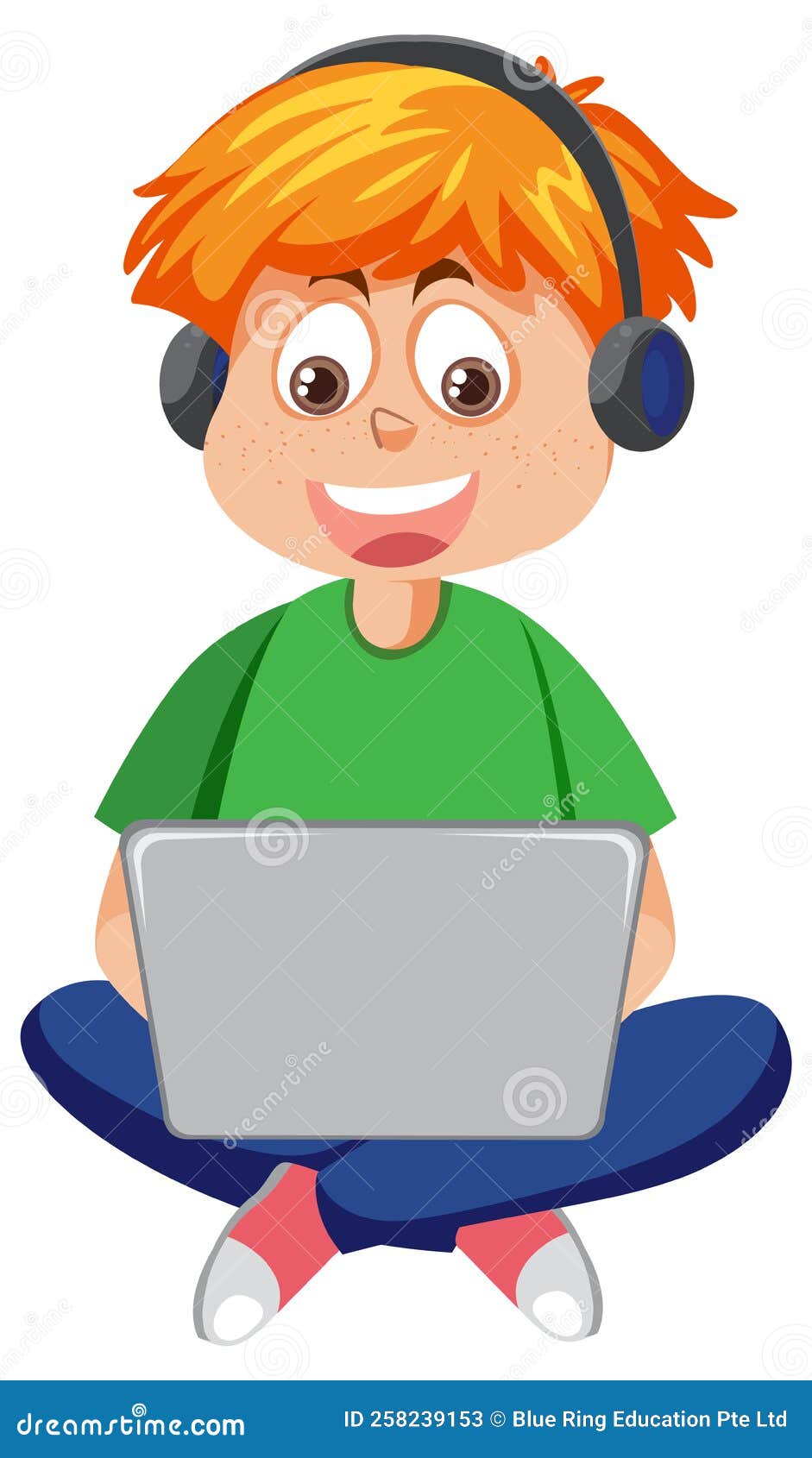A Boy Using Laptop Cartoon Character Stock Vector - Illustration of ...