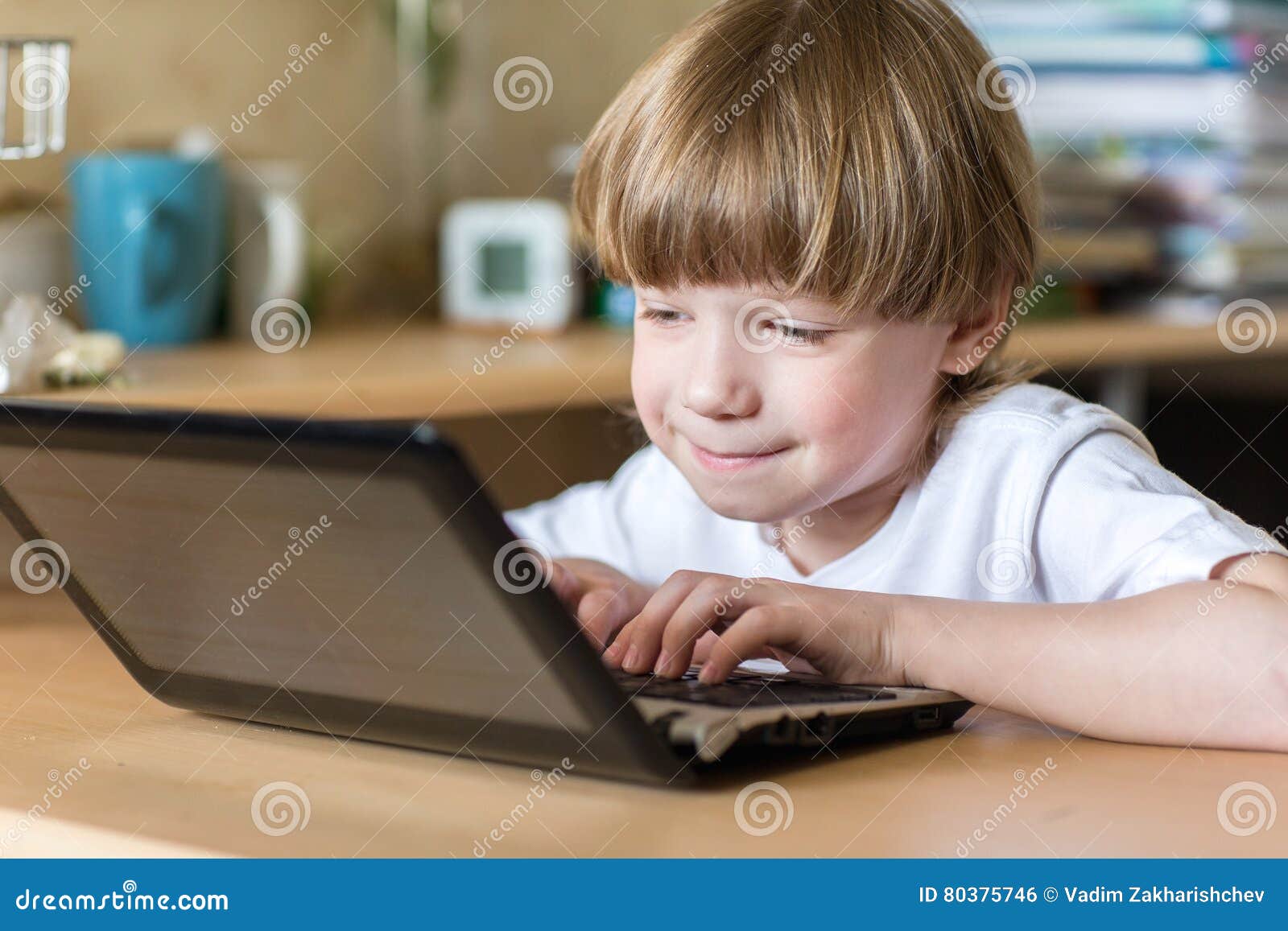 Boy using laptop stock photo. Image of child, computer - 80375746