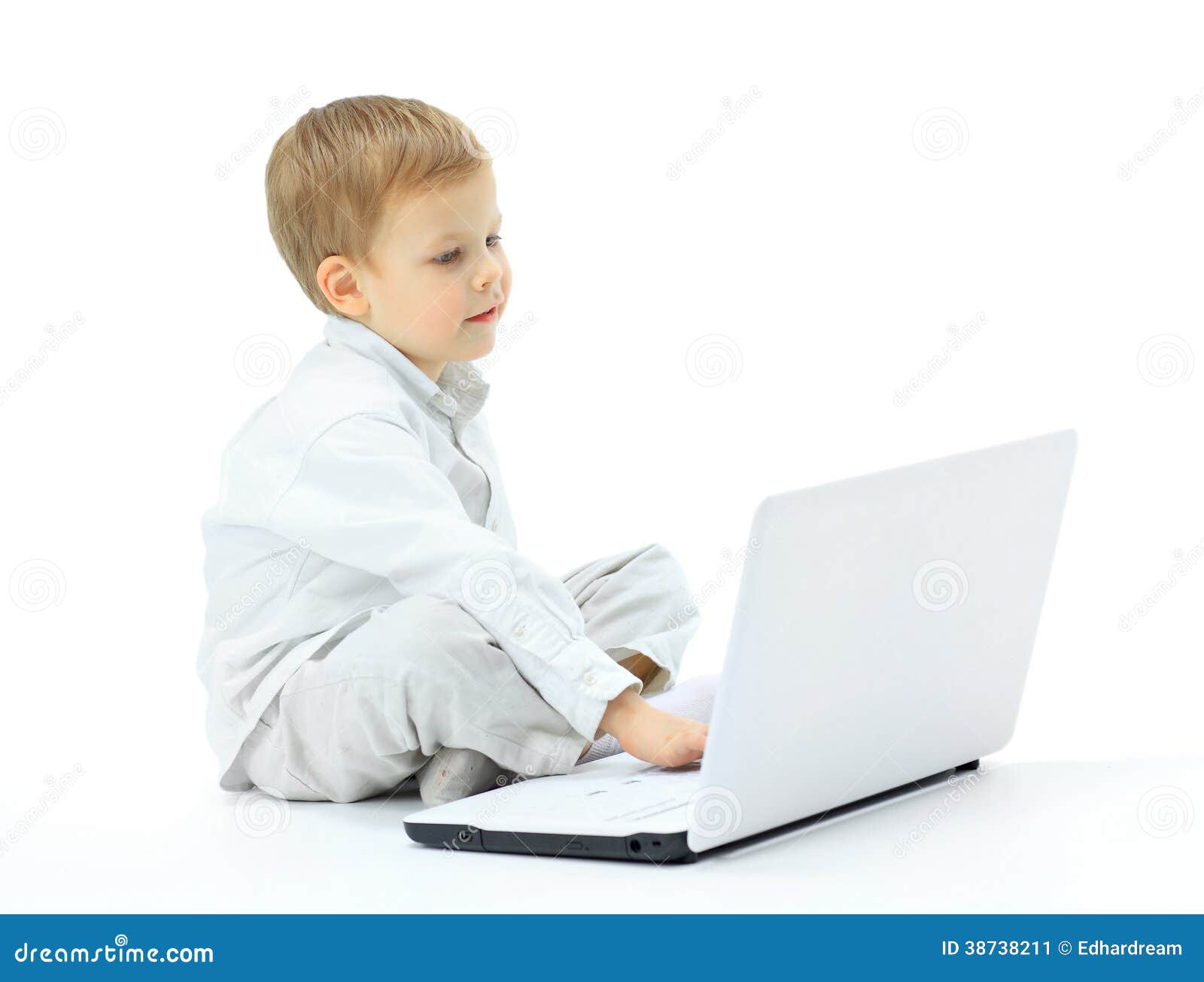 The boy using laptop stock image. Image of male, little - 38738211