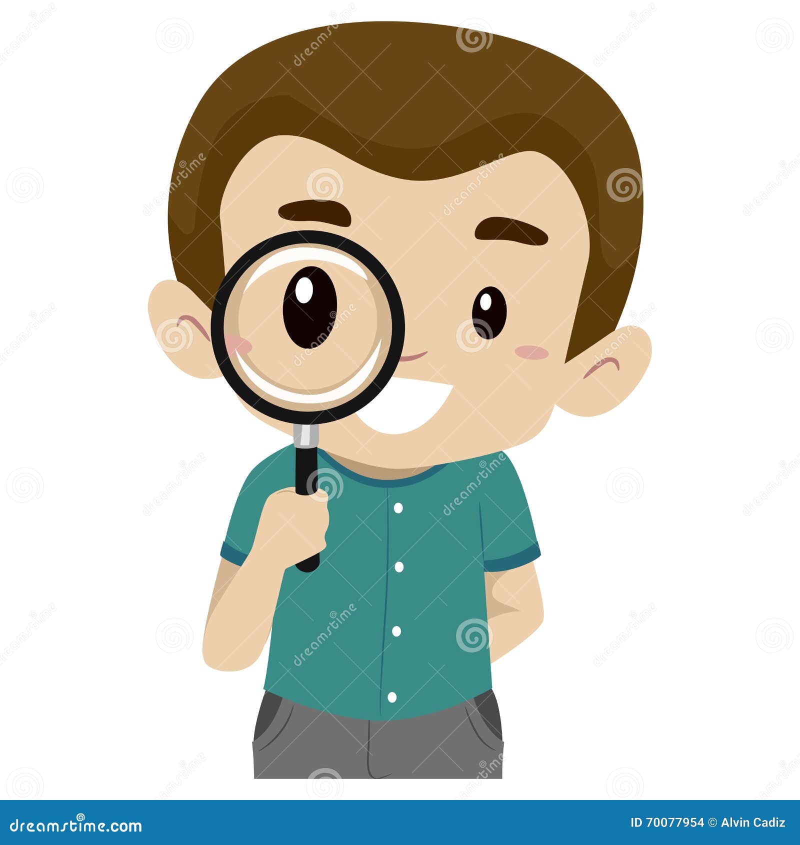 Boy Using a Magnifying Glass Stock Vector - Illustration of isolated ...