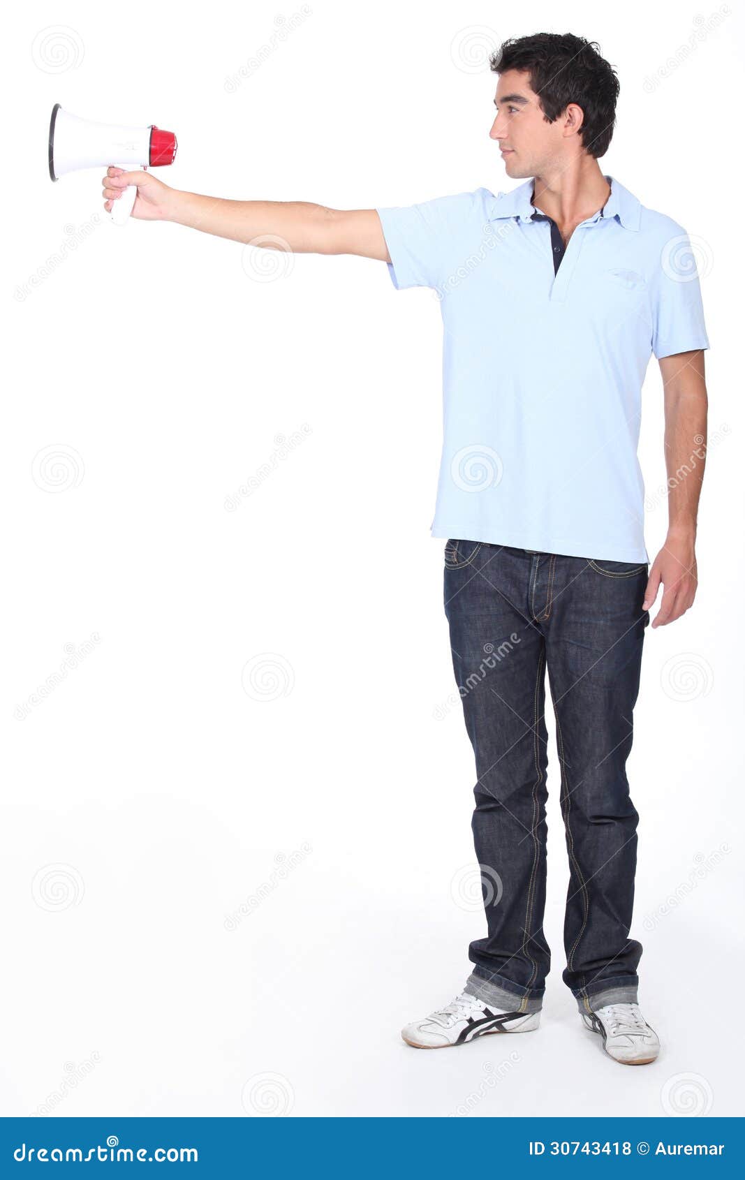 Boy using a megaphone stock photo. Image of facetious - 30743418