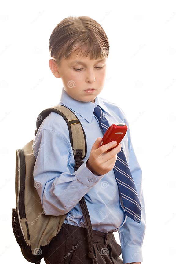 Boy using a mobile phone stock image. Image of child, telephone - 518393