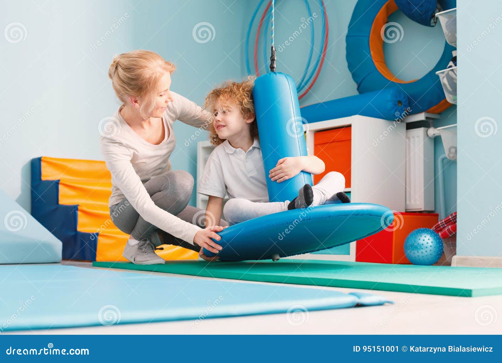 Boy Using Sensory Integration Equipment Stock Image - Image of ...