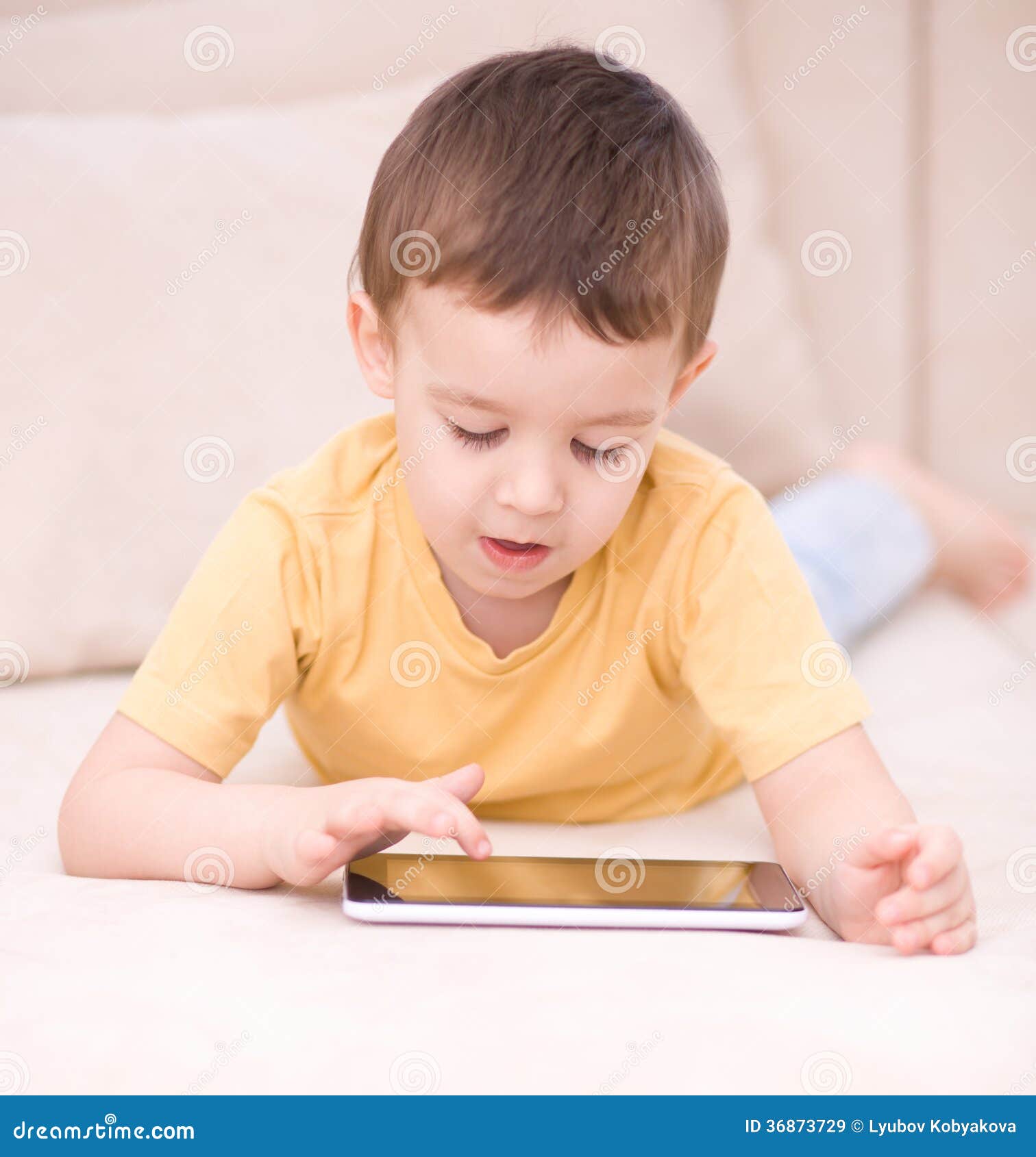 Boy using tablet stock image. Image of home, caucasian - 36873729