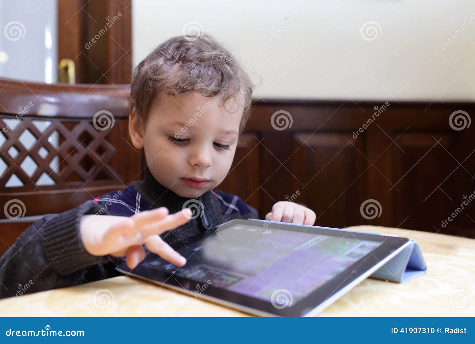 Boy using tablet PC stock photo. Image of child, cute - 41907310