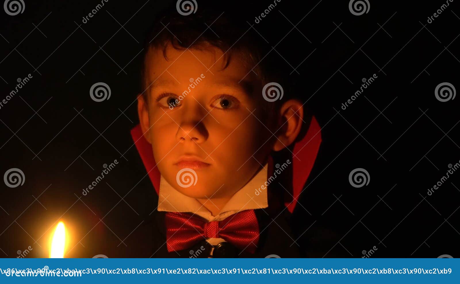 Boy in Vampire Costume Posing for Camera, Makeup As Evil Spirits on ...