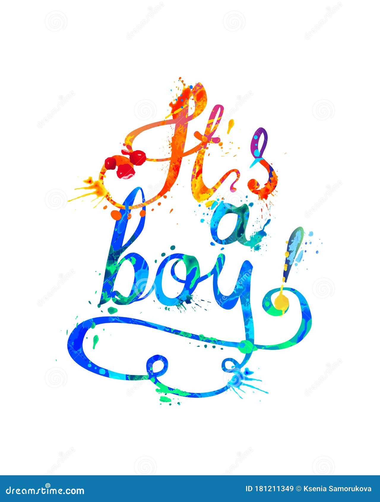 It is a Boy. Words of Calligraphic Letters Stock Vector - Illustration ...