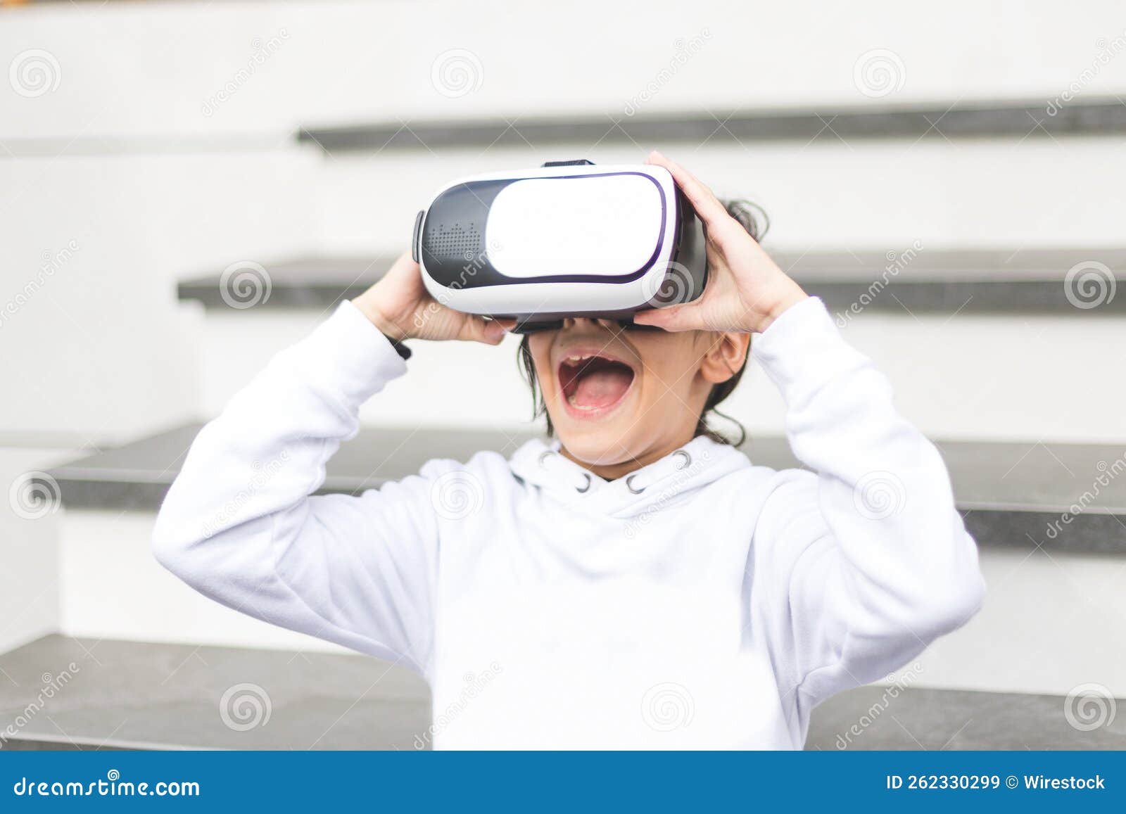 Boy with Virtual Reality Glasses. Future Technology Concept Stock Image ...