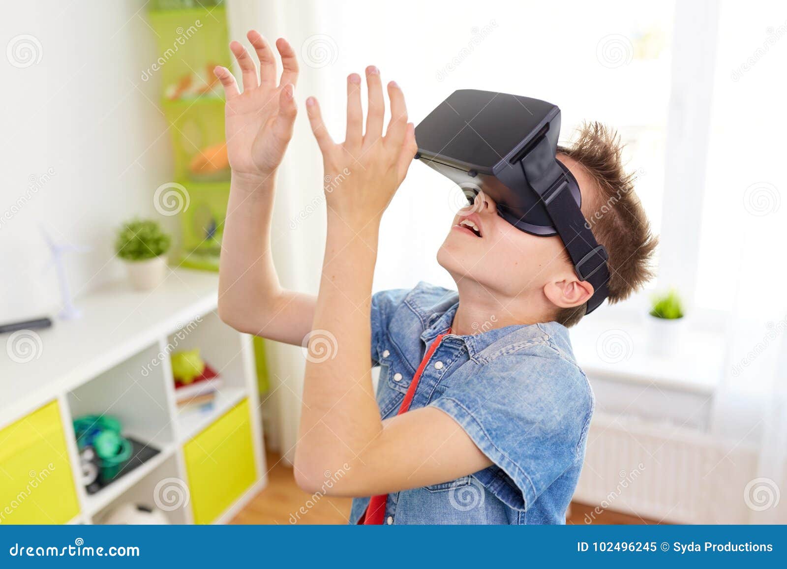 Boy in Virtual Reality Headset or 3d Glasses Stock Image - Image of ...