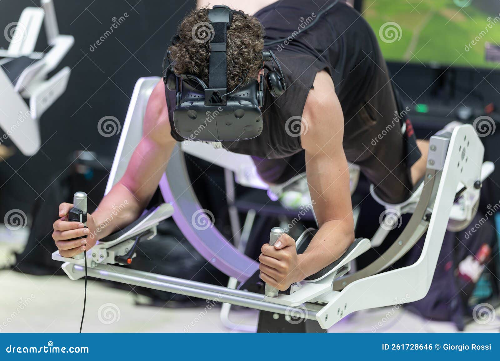 Boy with Virtual Reality Visor Facing Immersive Experience with ...