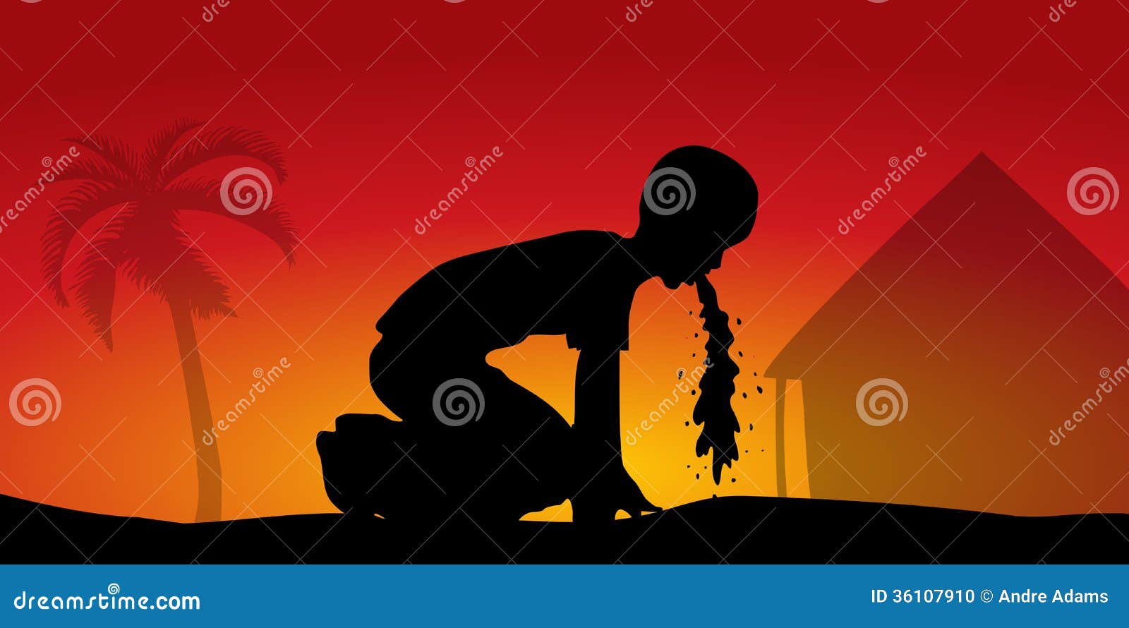Boy Vomitting Silhouette stock illustration. Illustration of palm ...