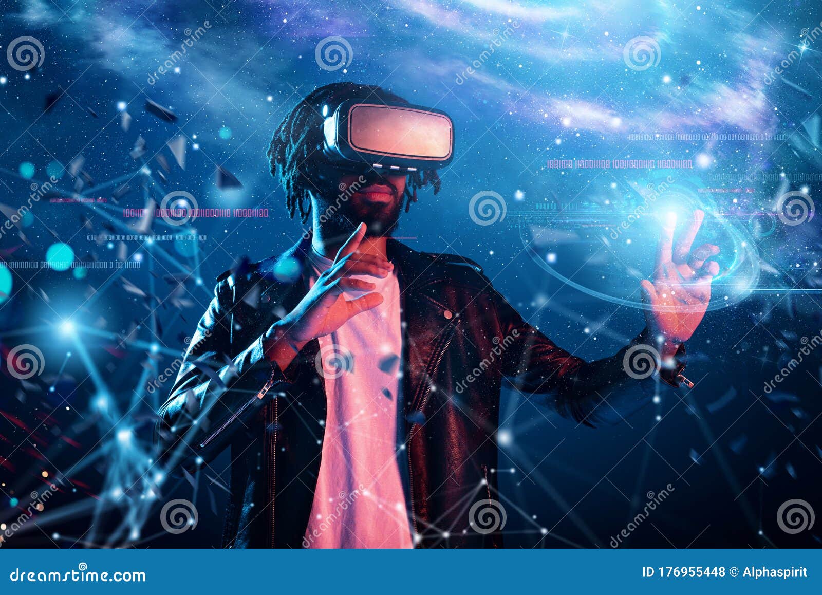 Boy with VR Glasses Play with a Virtual Videogame Stock Photo - Image ...