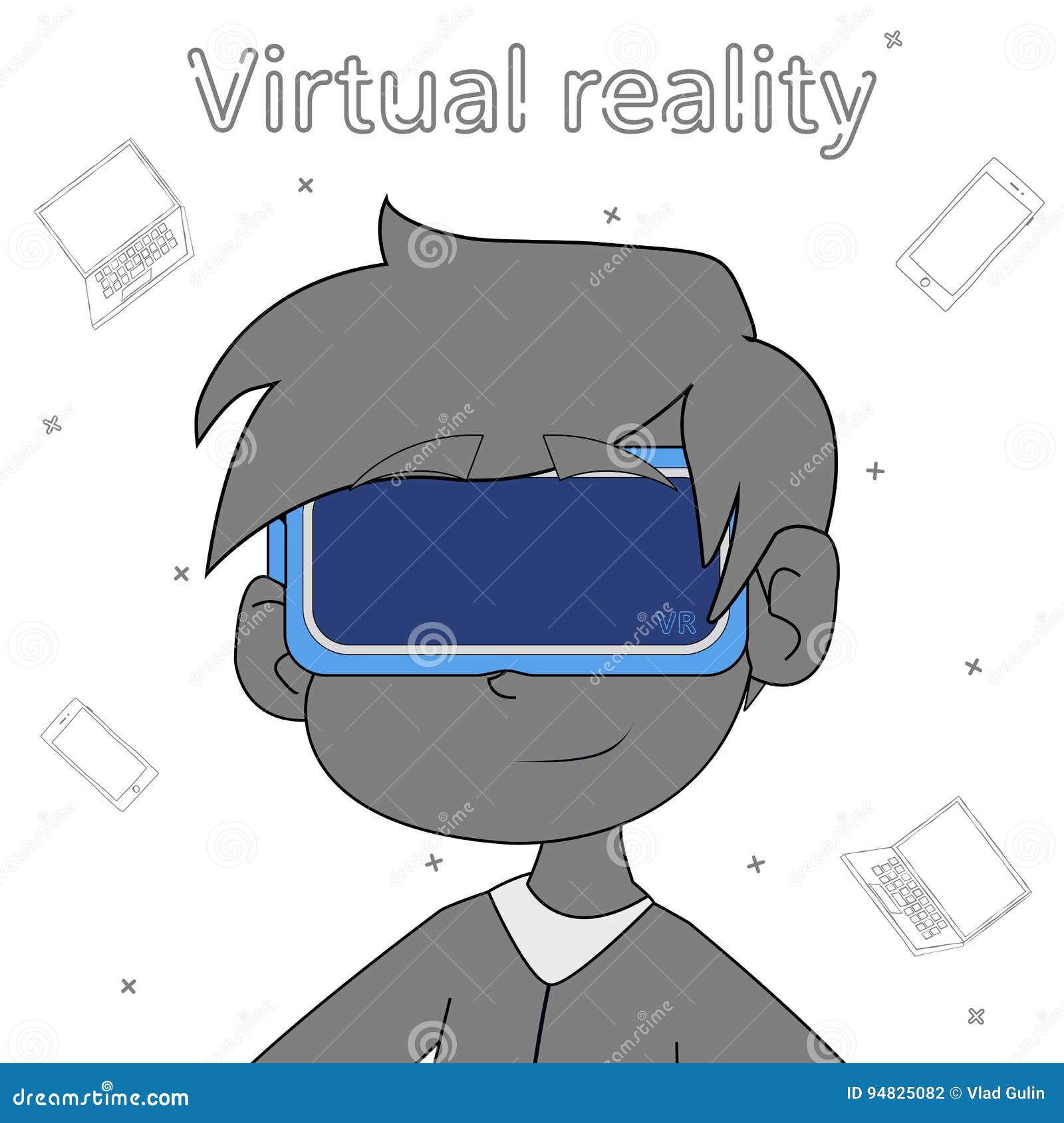 Boy with VR Headset. Virtual Reality for Education and Games Stock ...