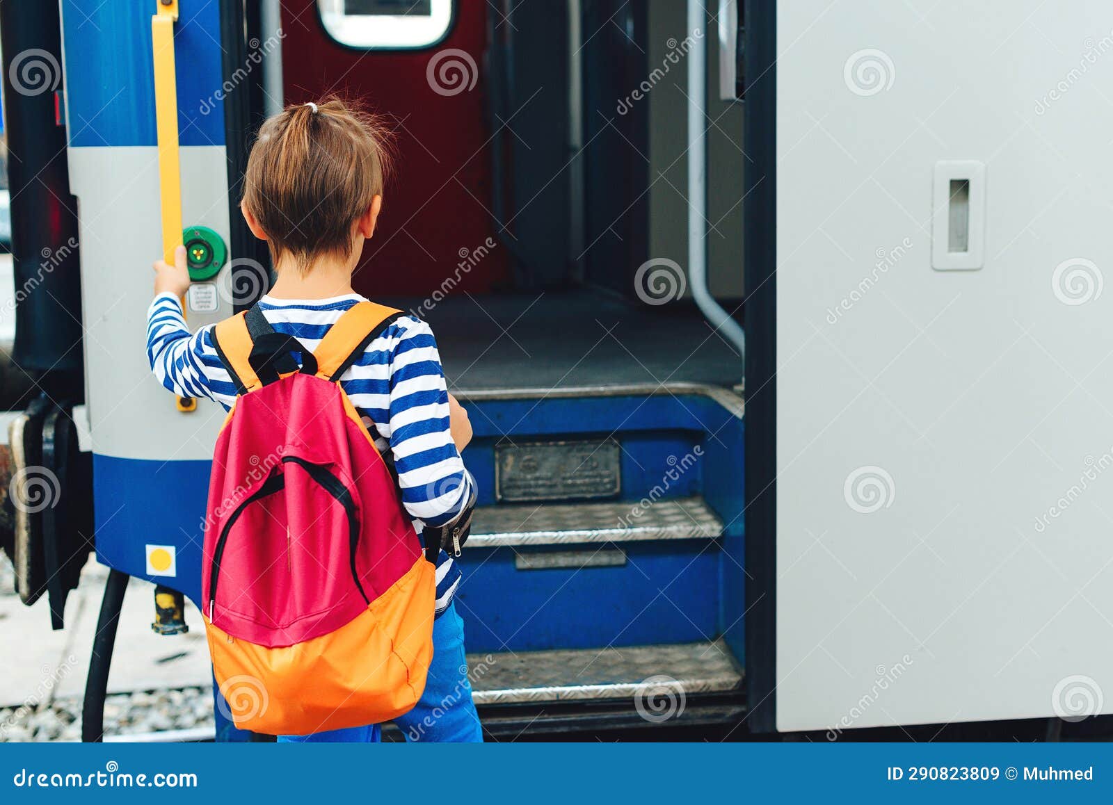 Boy Waiting for Express Train on Railway Station Platform. Kid with ...