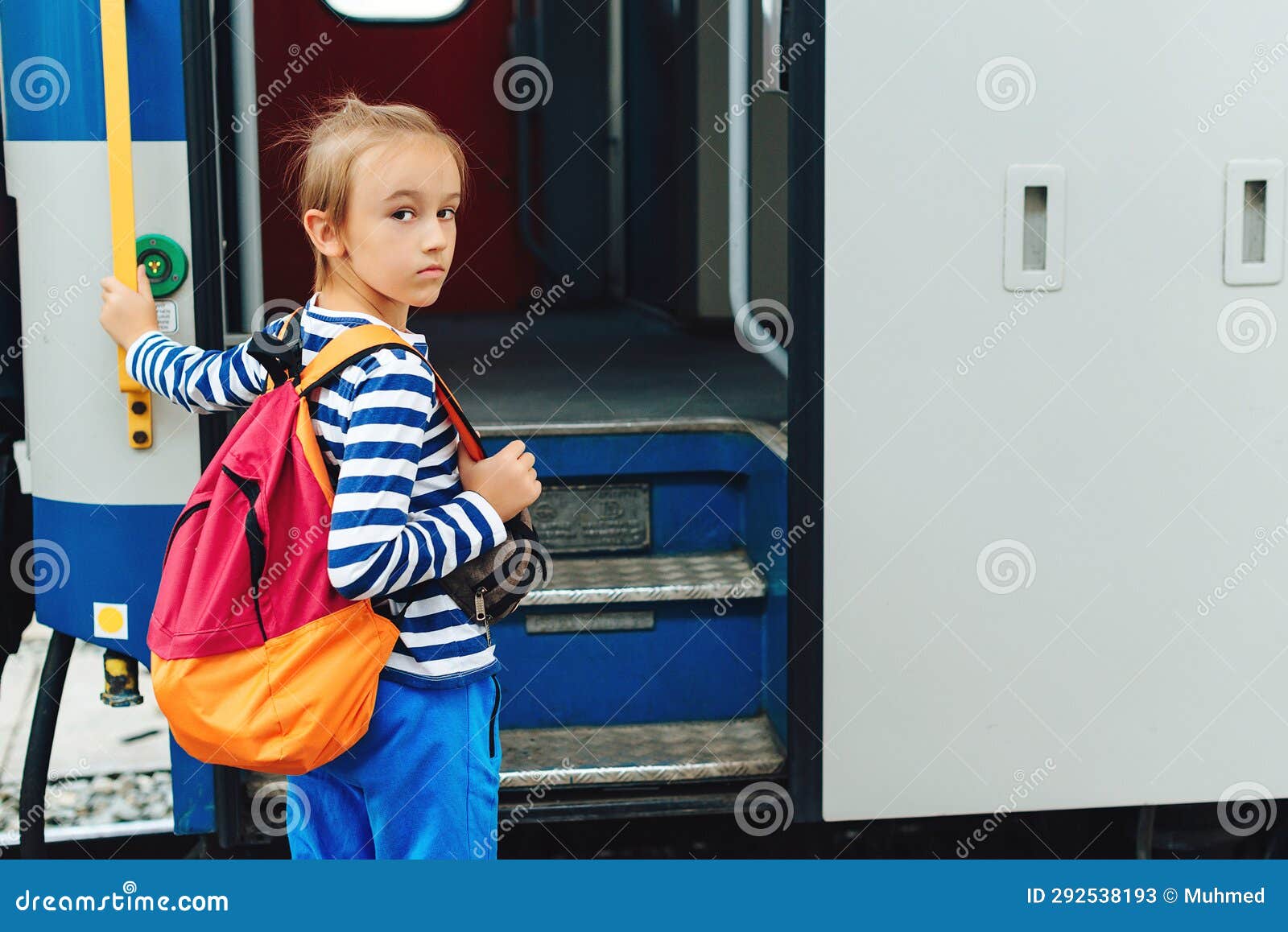Boy Waiting for Express Train on Railway Station Platform. Kid with ...