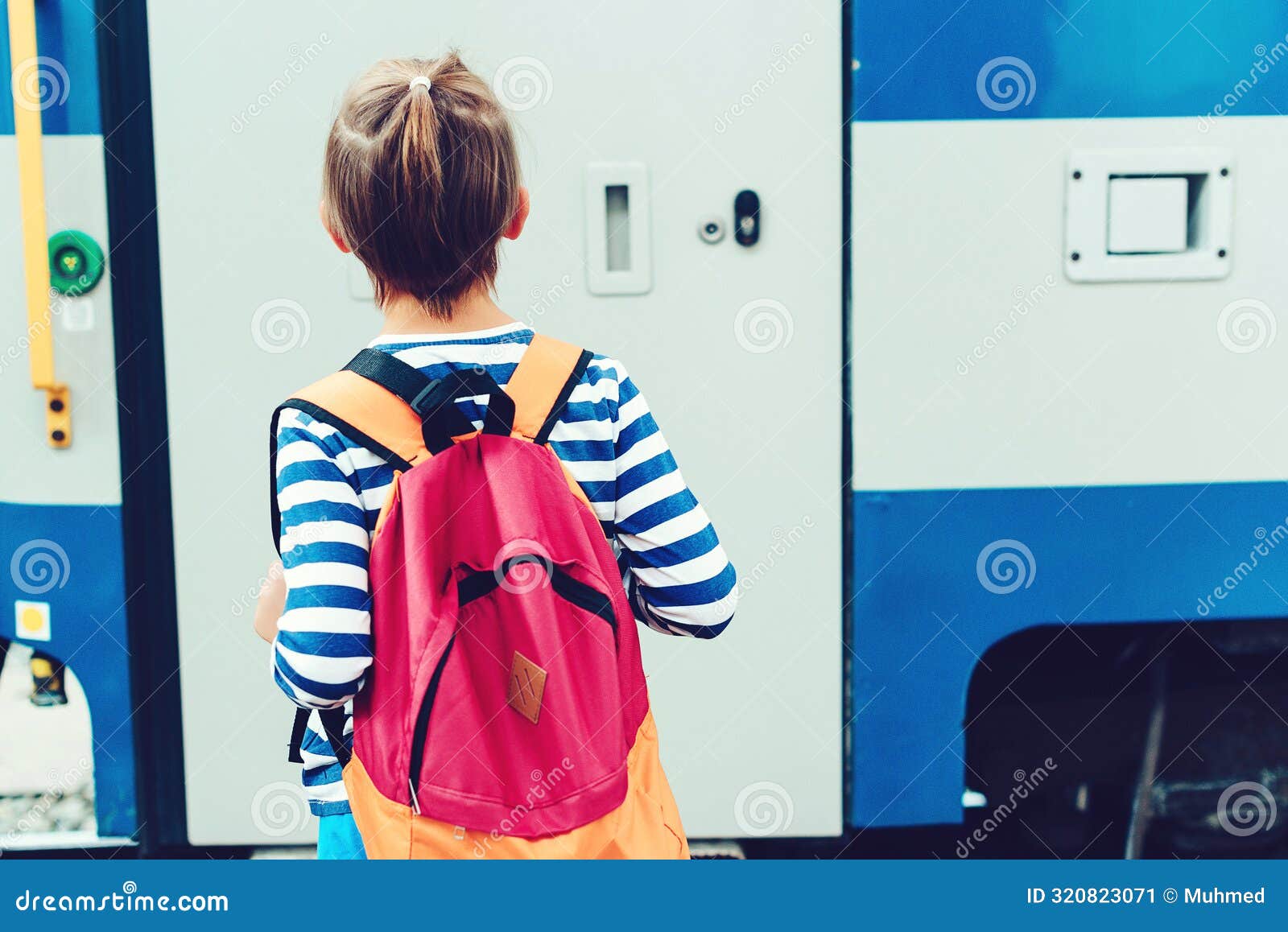Boy Waiting for Express Train on Railway Station Platform. Kid with ...