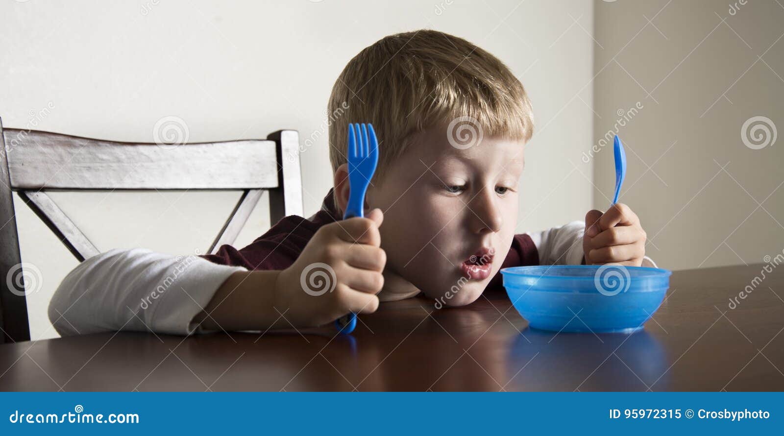 Boy waiting for food stock image. Image of child, impatient - 95972315