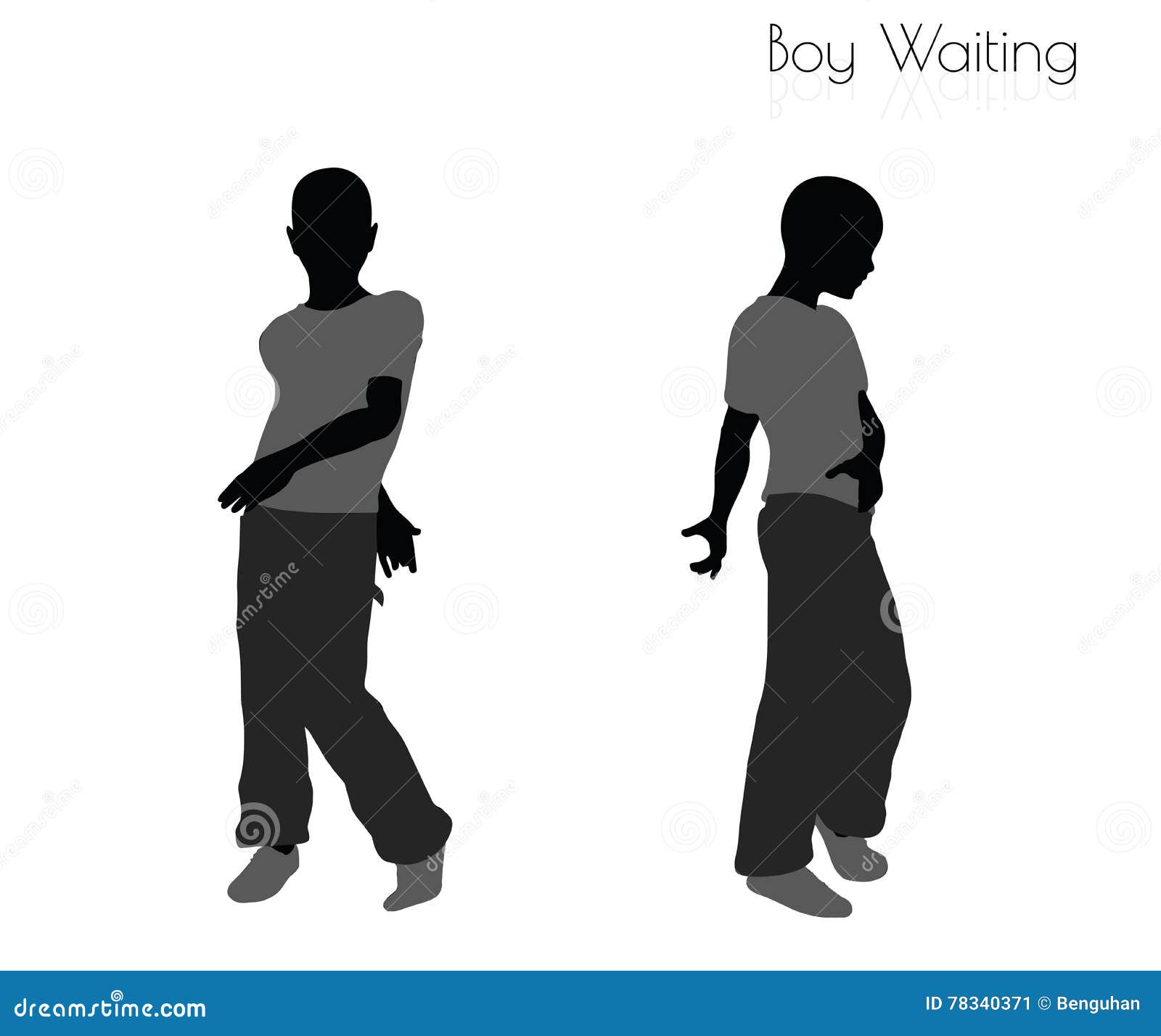 Boy in Waiting Pose on White Background Stock Vector - Illustration of ...