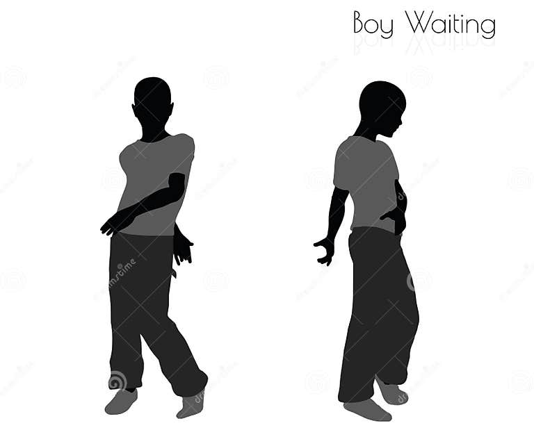 Boy in Waiting Pose on White Background Stock Vector - Illustration of ...