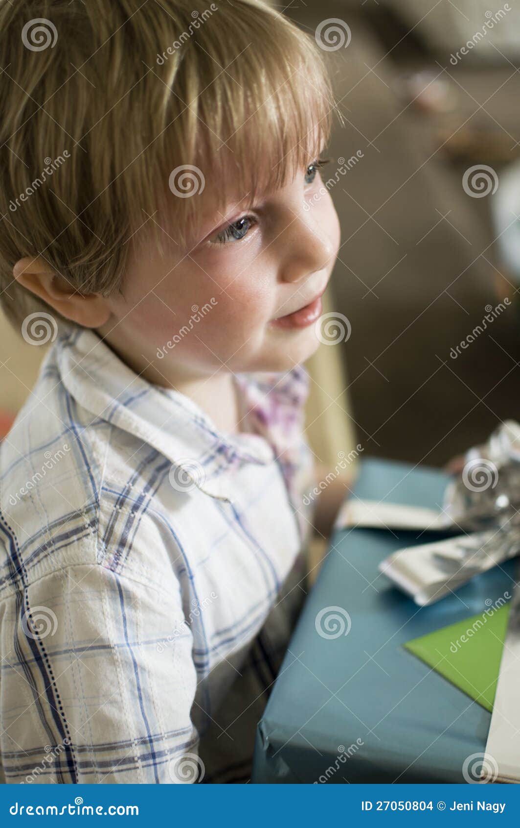 Boy waits with present stock photo. Image of waiting - 27050804