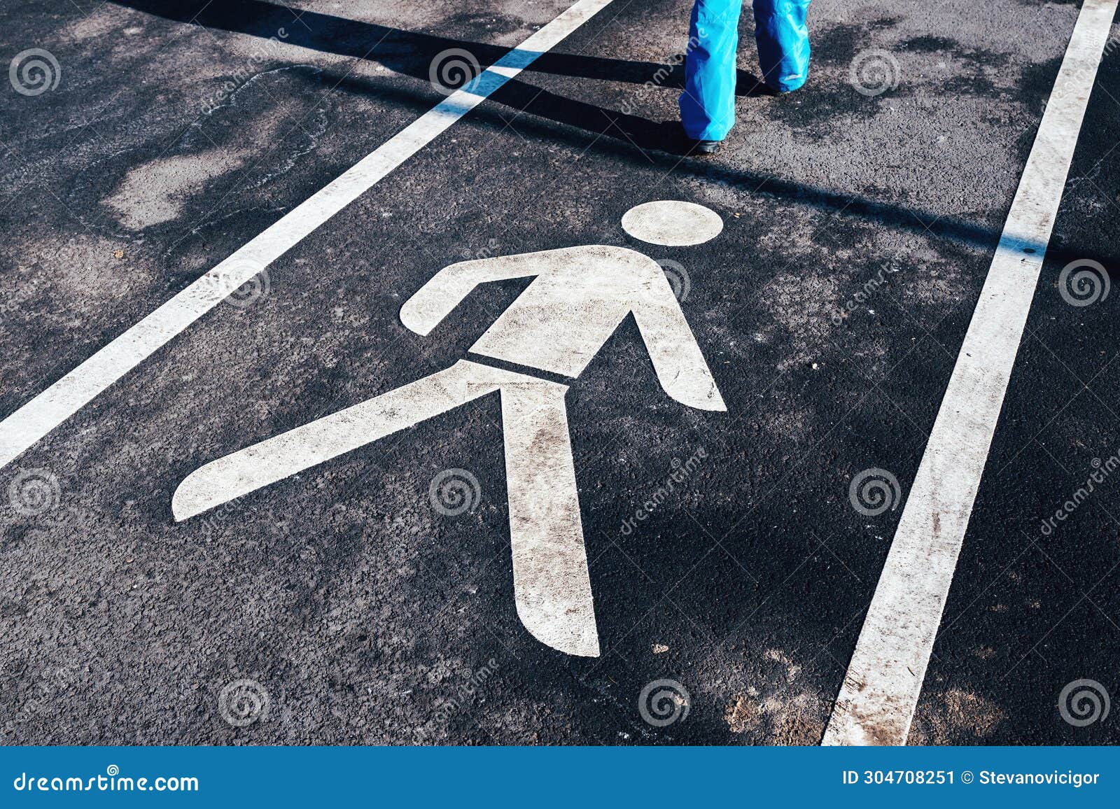 Boy Walking Along the Asphalt Path Reserved for Pedestrians Stock Image ...