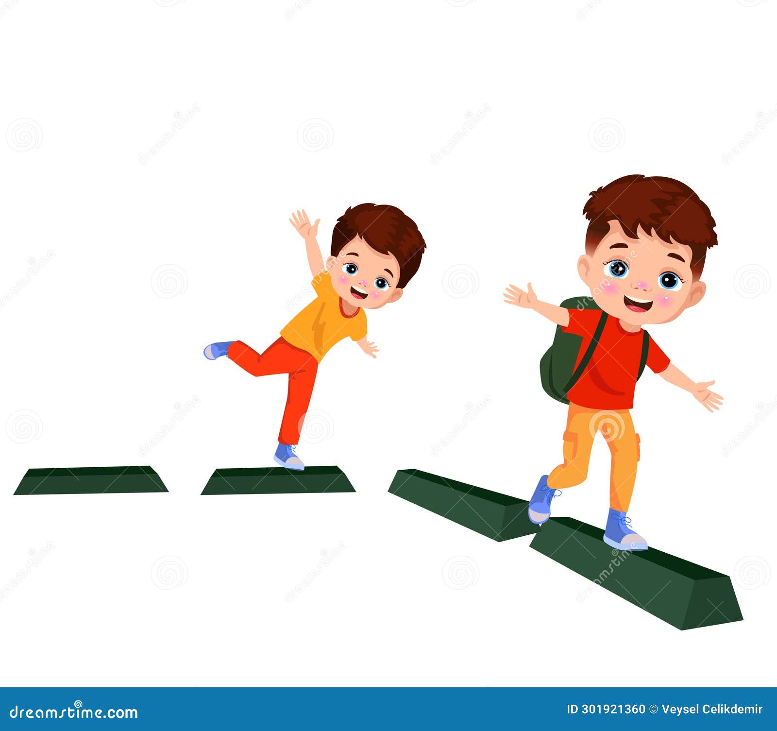 Boy Walking on Balance Board Stock Illustration - Illustration of ...