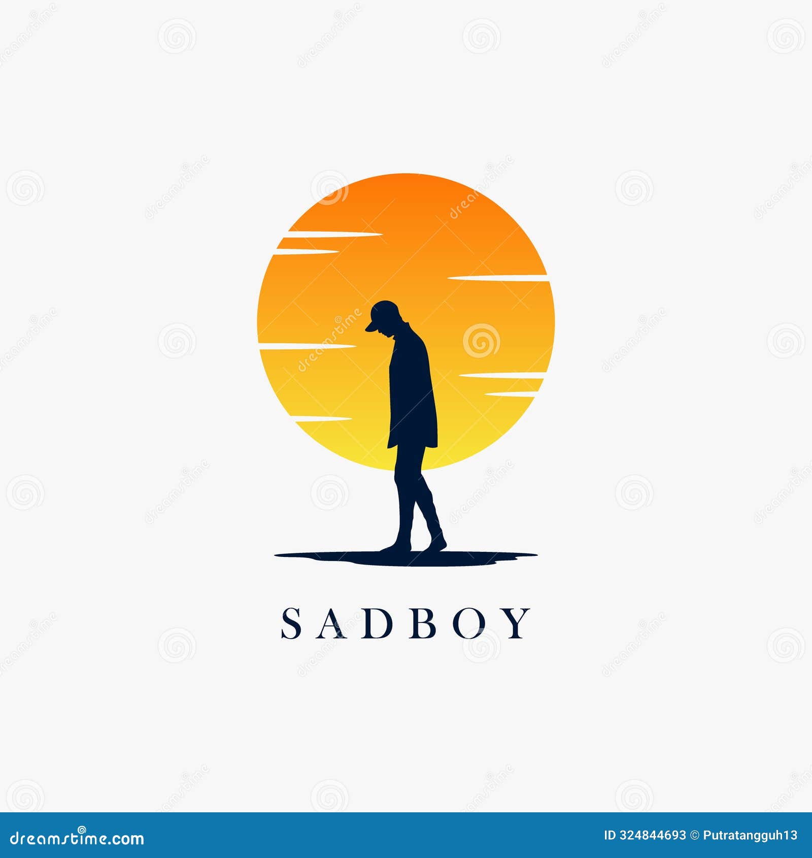 Sad Boy Logo Design Illustration Stock Illustration - Illustration of ...