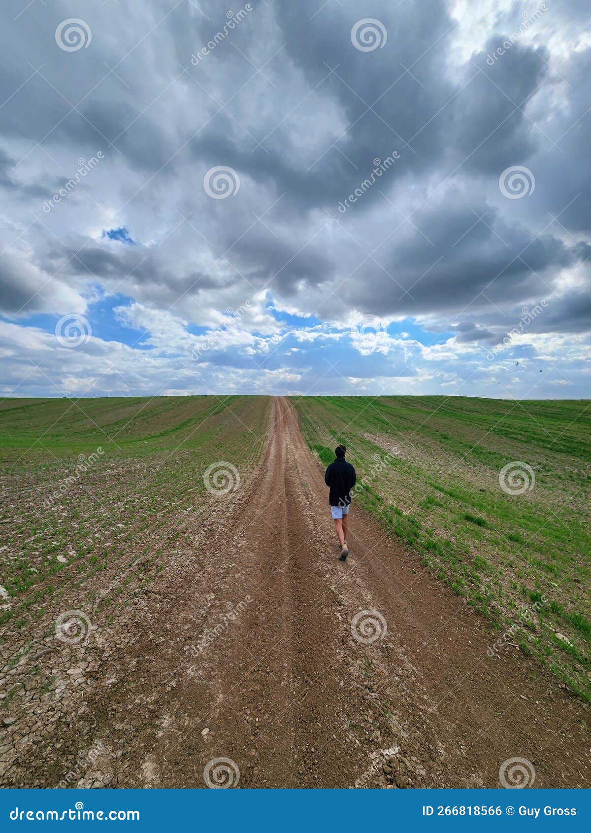 Boy Walking on a Trail in the Fields Stock Photo - Image of mountain ...