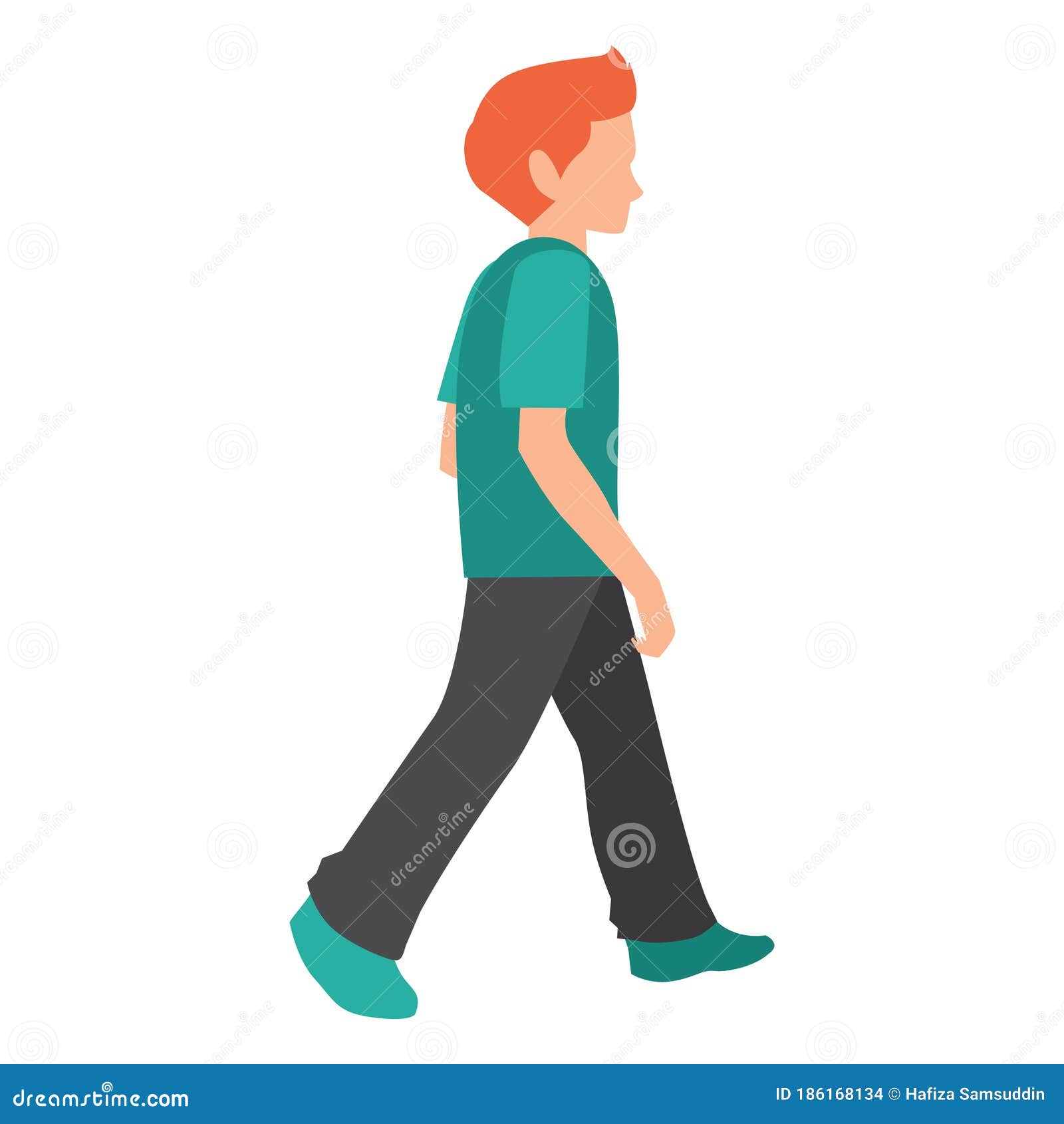 Boy Walking. Vector Illustration Decorative Design Stock Vector ...
