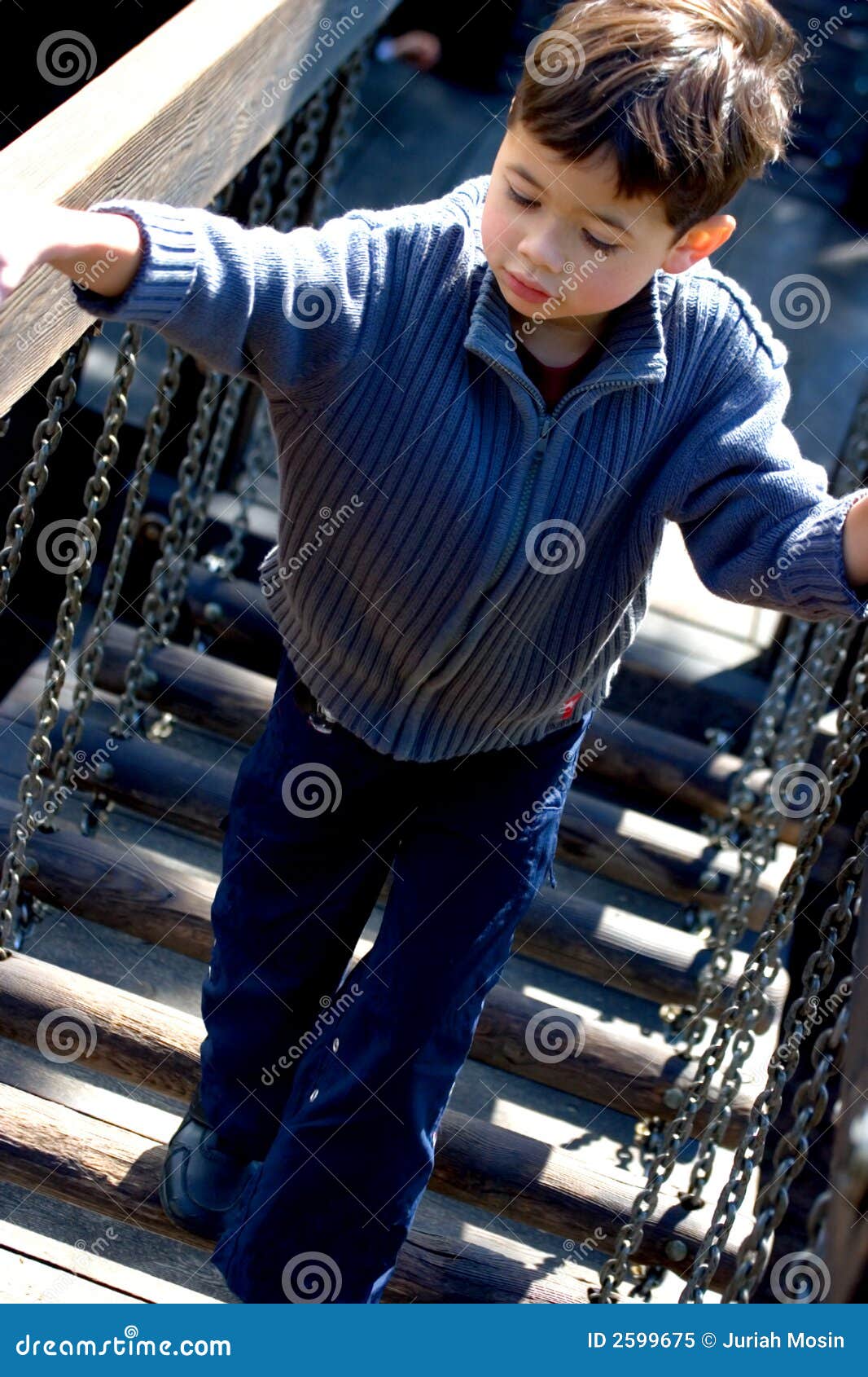 Boy Walks on Playground Bridge Stock Image - Image of action, learn ...