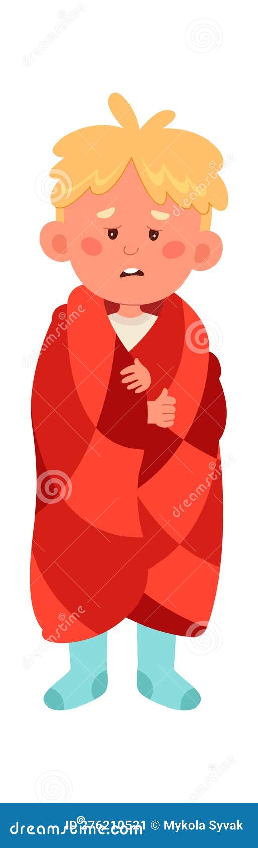 Boy Warming Himself in Blanket Stock Vector - Illustration of portrait ...
