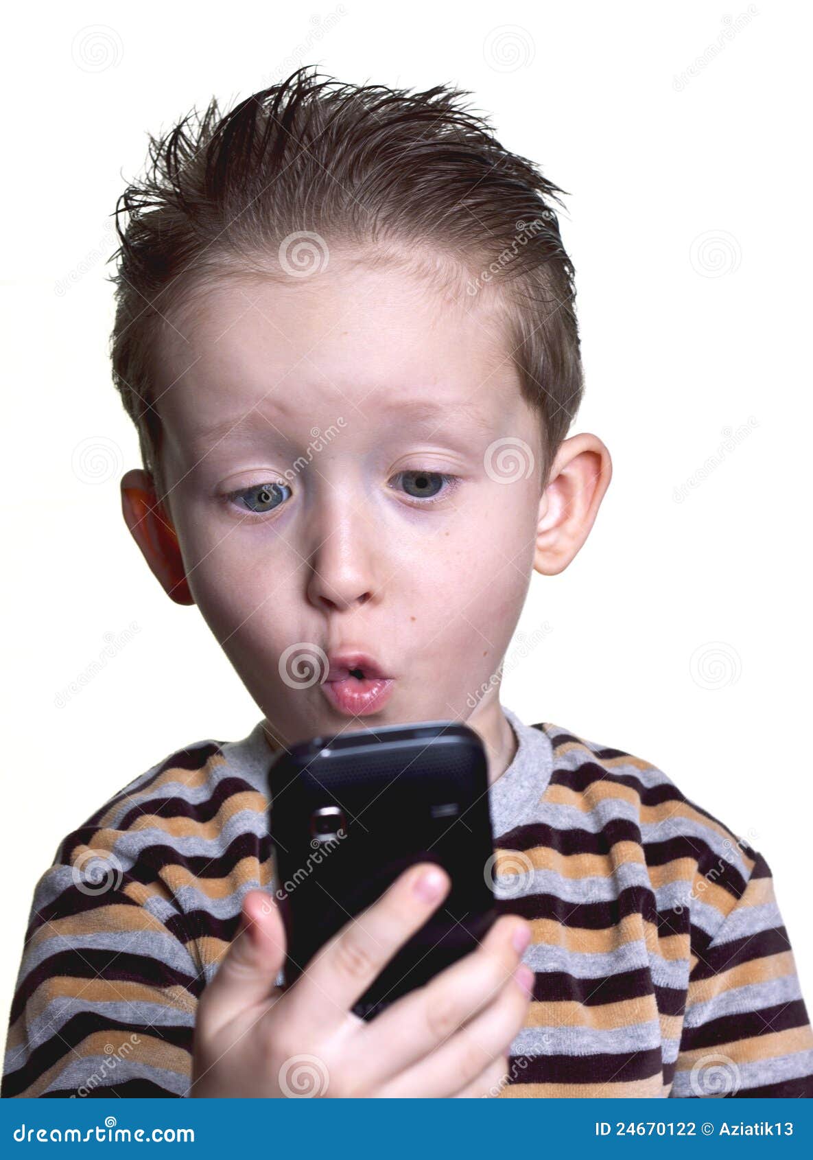 The Boy Was Surprised To Look in the Phone Stock Photo - Image of ...